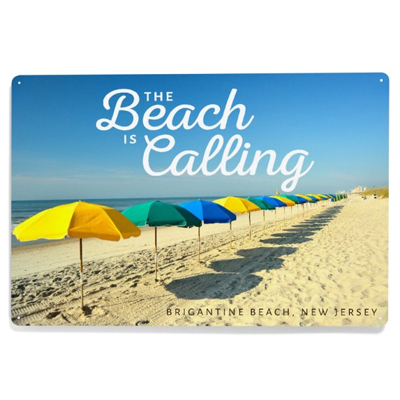 Brigantine Beach, New Jersey, Umbrellas (12x18 Aluminum Art, Indoor ...