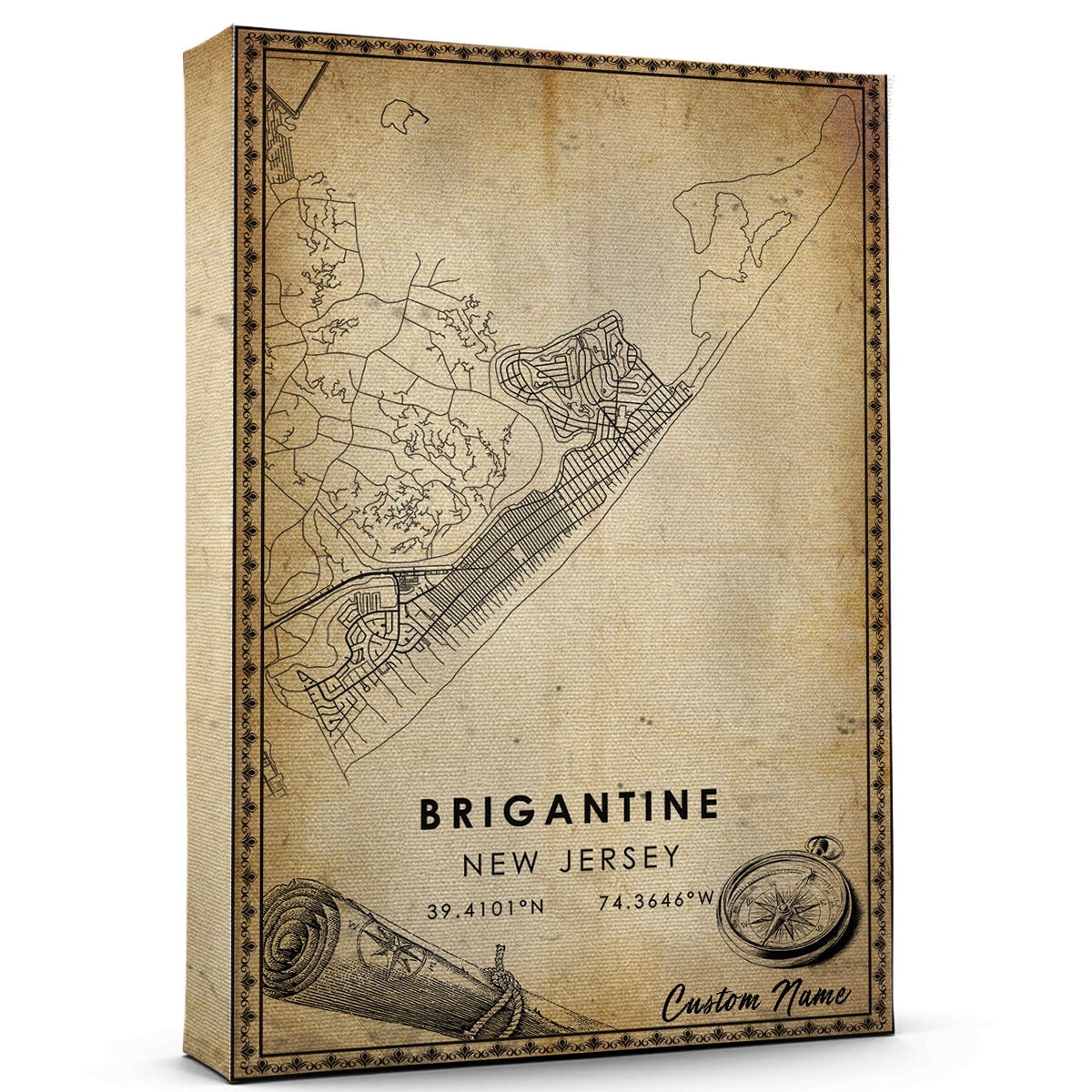 Brigantine Map Poster, New Jersey Map Art Poster, Canvas, Brigantine ...