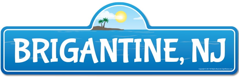Brigantine NJ New Jersey Beach Street Sign | Indoor/Outdoor | Surfer ...