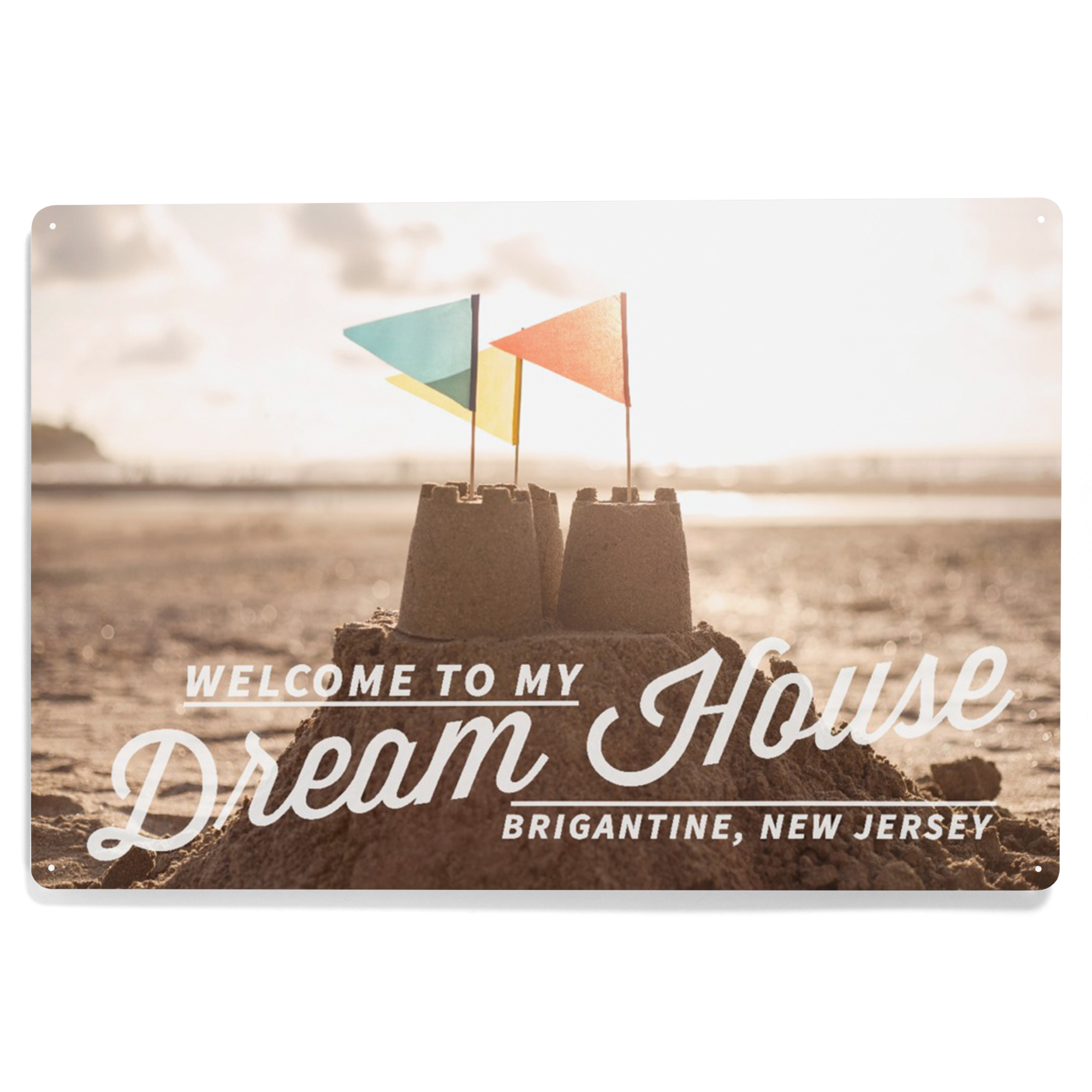 Brigantine, New Jersey, Dream House, Sand Castle (12x18 Aluminum Art ...