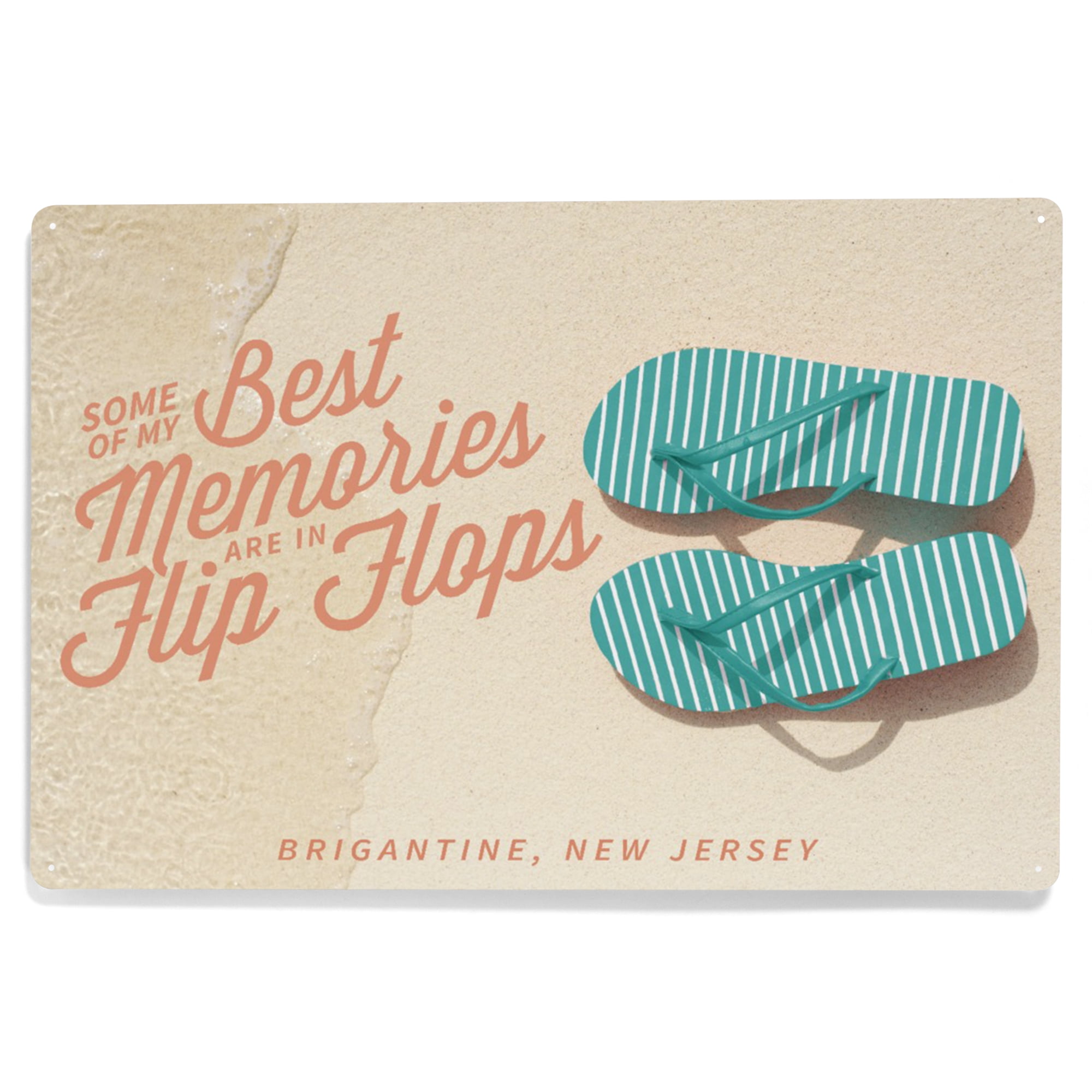 Brigantine, New Jersey, Flip Flops on Beach (12x18 Aluminum Art, Indoor ...