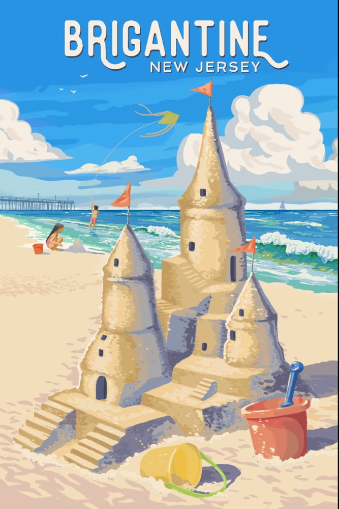 Brigantine, New Jersey, Painterly, Soak Up Summer, Sand Castle (16x24 ...