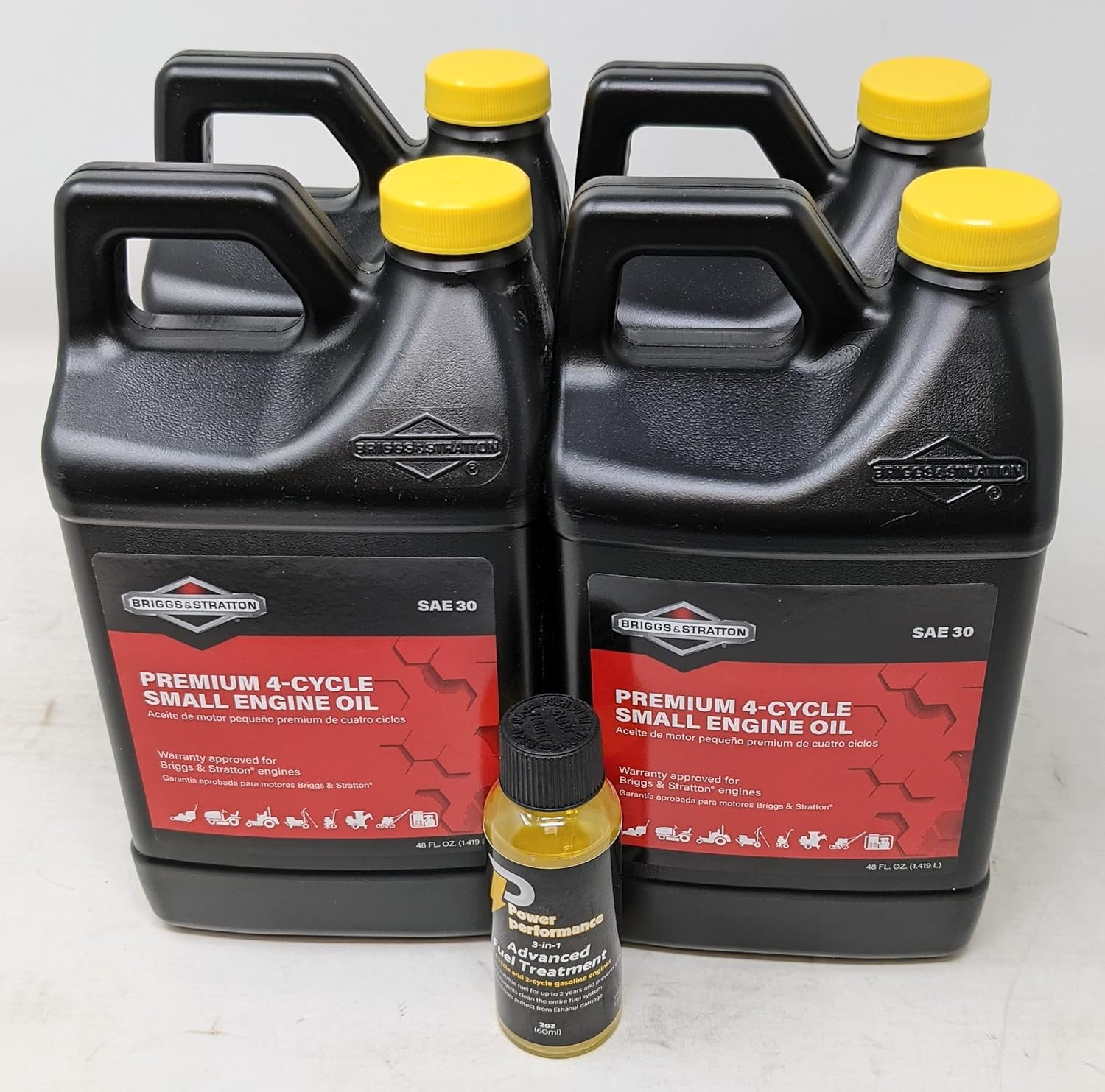 Briggs & Stratton 100028 (4-Pack) 30W Engine Oil - 48 Oz. and Fuel ...