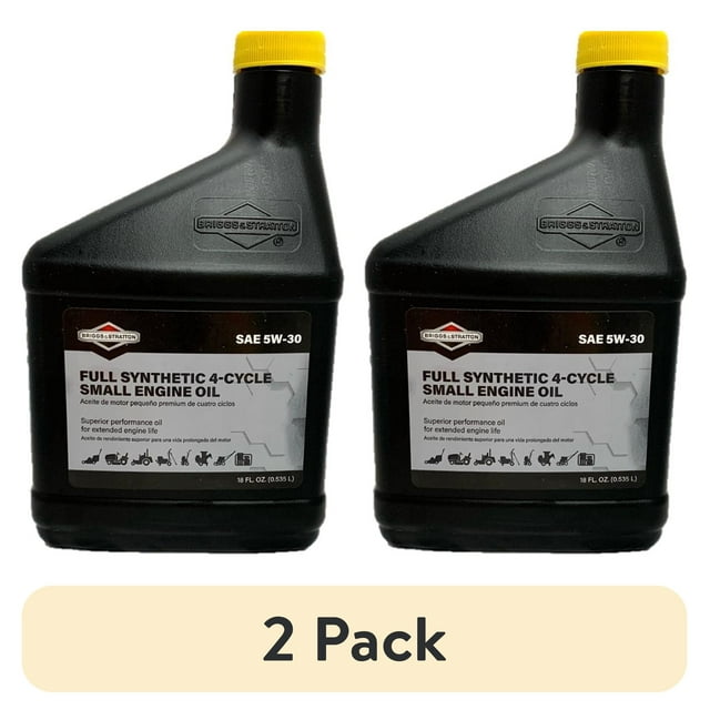 (2 pack) Briggs & Stratton 5W-30 Full Synthetic Oil for Small Engines ...