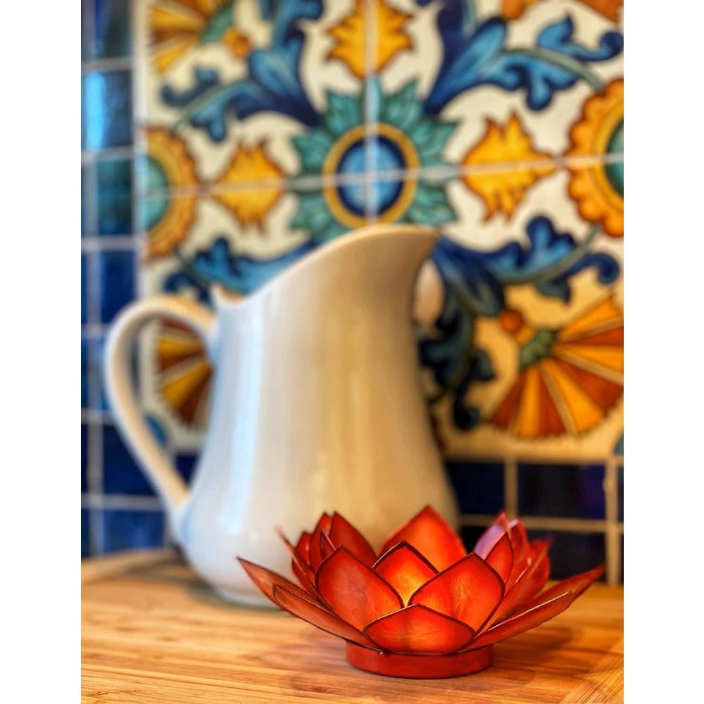 BrighSpot Solutions Capiz Shell Lotus Tea Light Holder Red Horizon ...