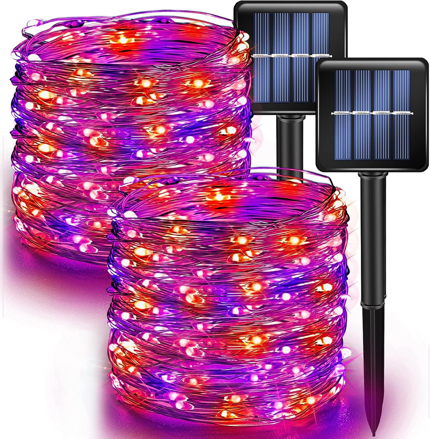 Bright 2 Pack Solar String Lights Outdoor, Total 80FT 240LED Solar ...