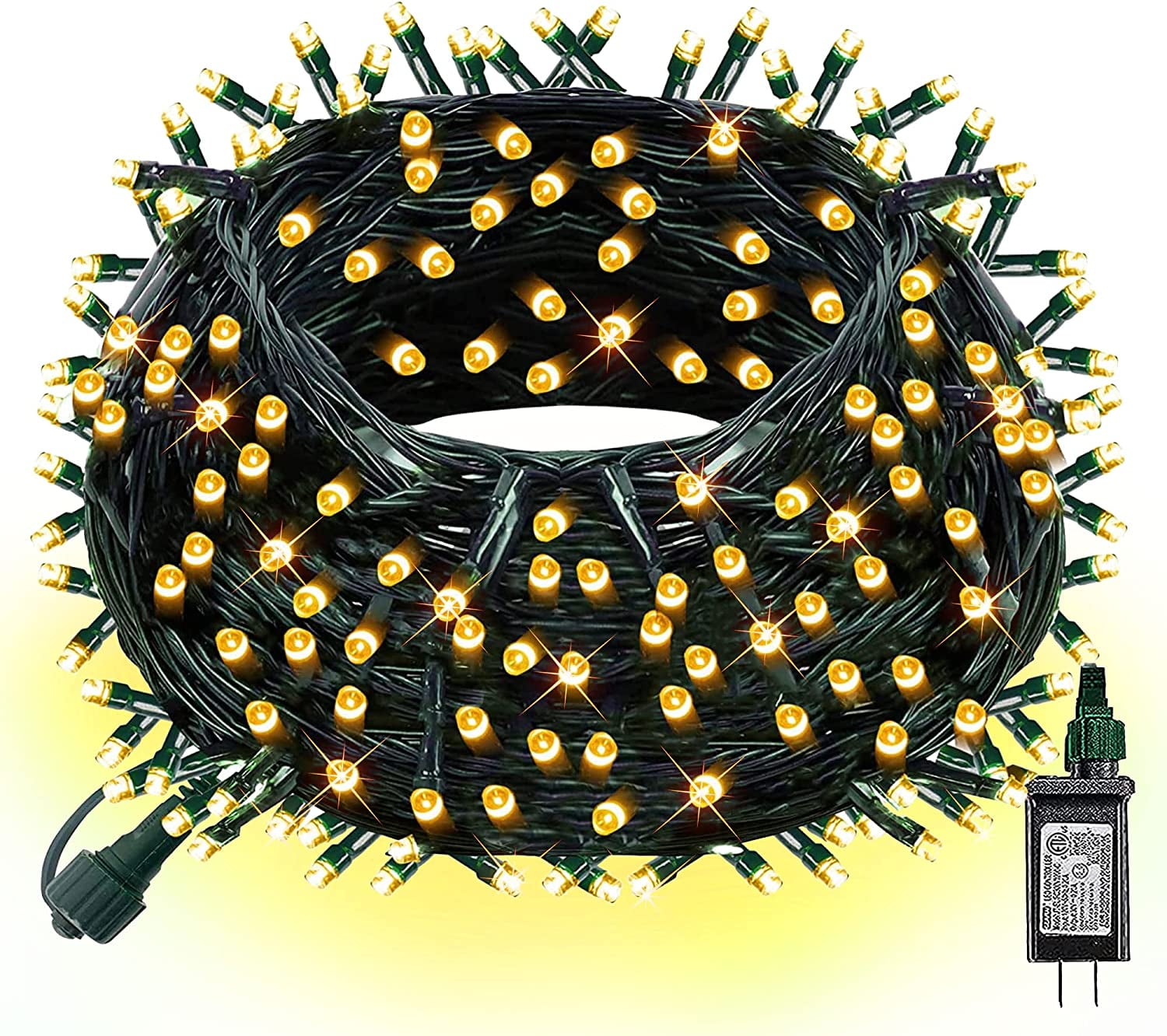 Dazzle Bright 300 LED Christmas String Lights, 100 FT Connectable ...