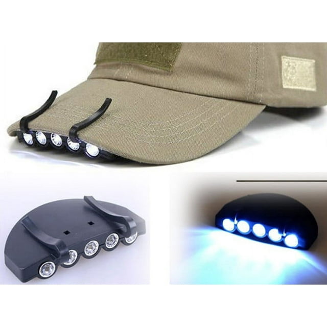 Bright 5 LED Clip on Hat Head Cap Light headlamp Flashlight - Walmart.com