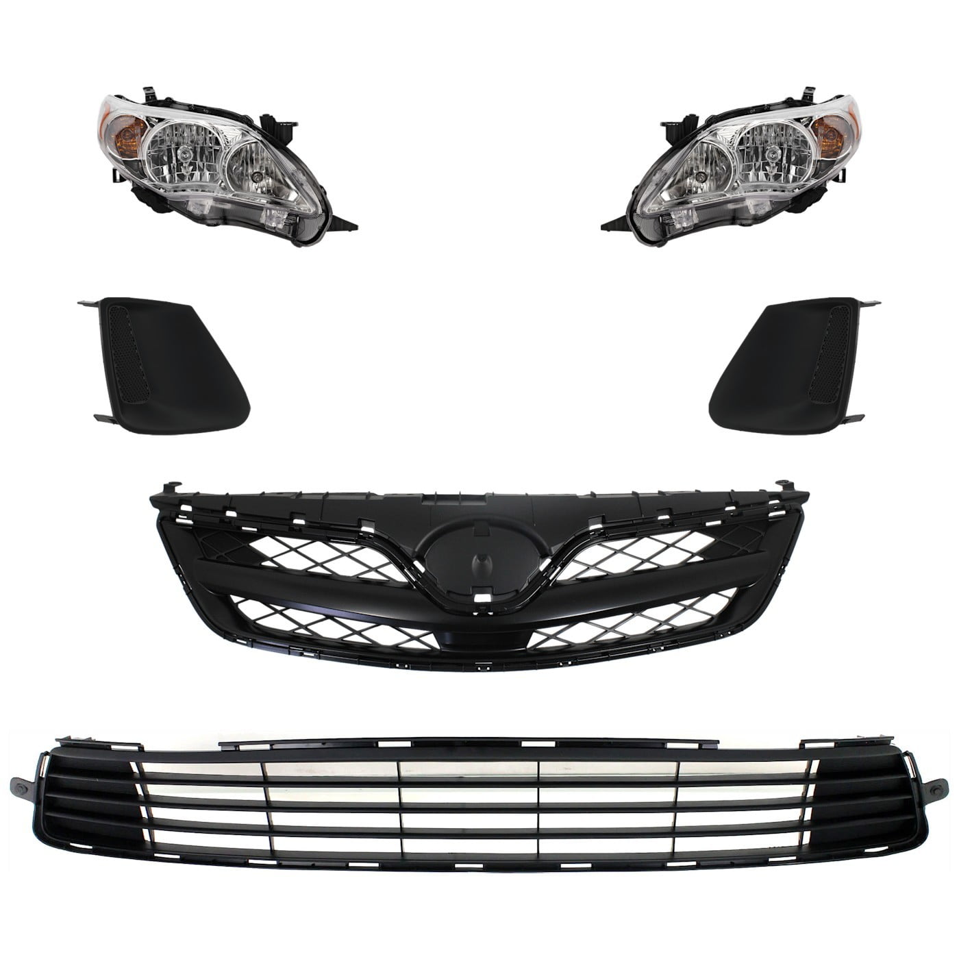 Bright 6-Pack Head Driving Headlamp Kit for Head, Left & Right Side Fog ...