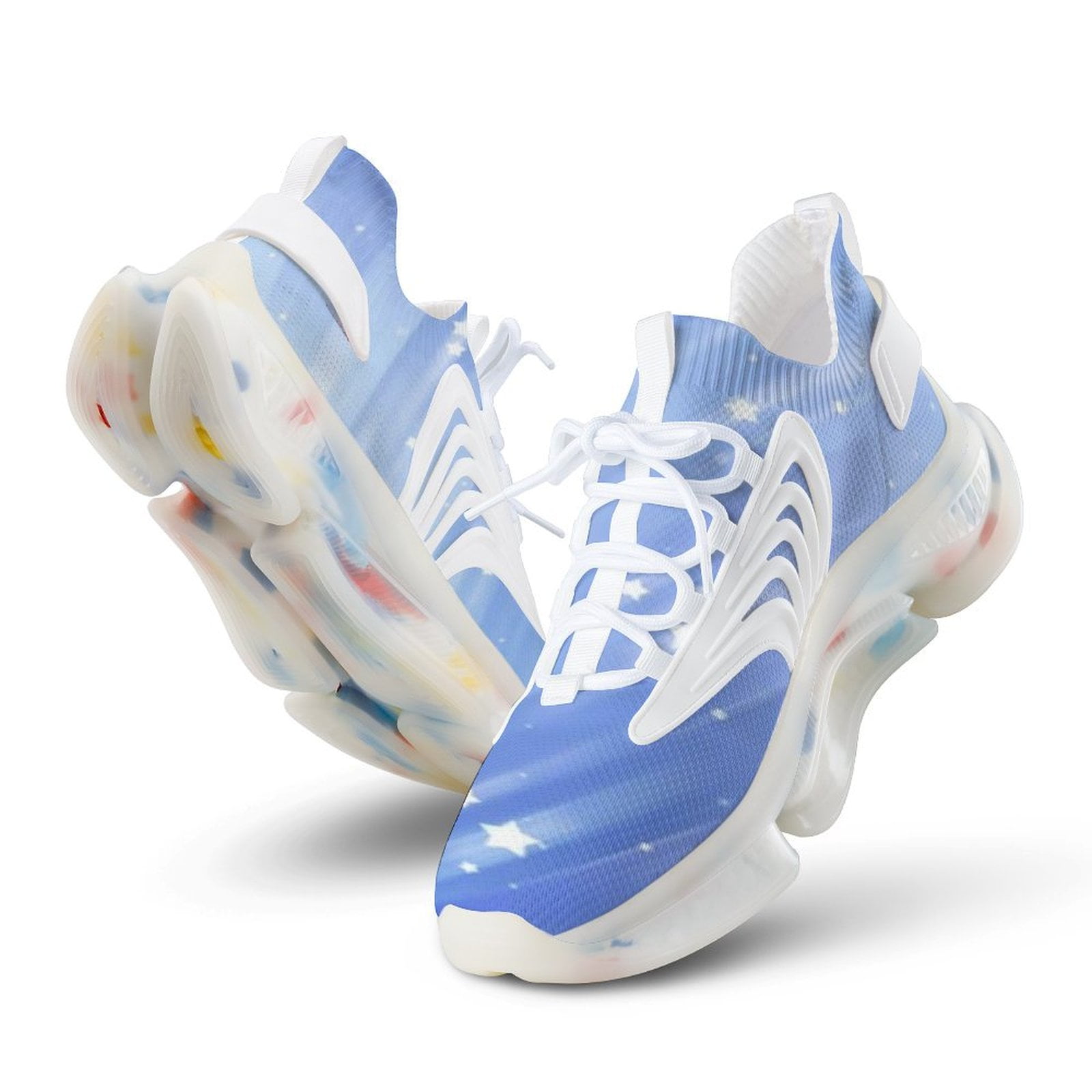 Bright Abstract Blue Background with Glitter And Stars Walking Shoes ...