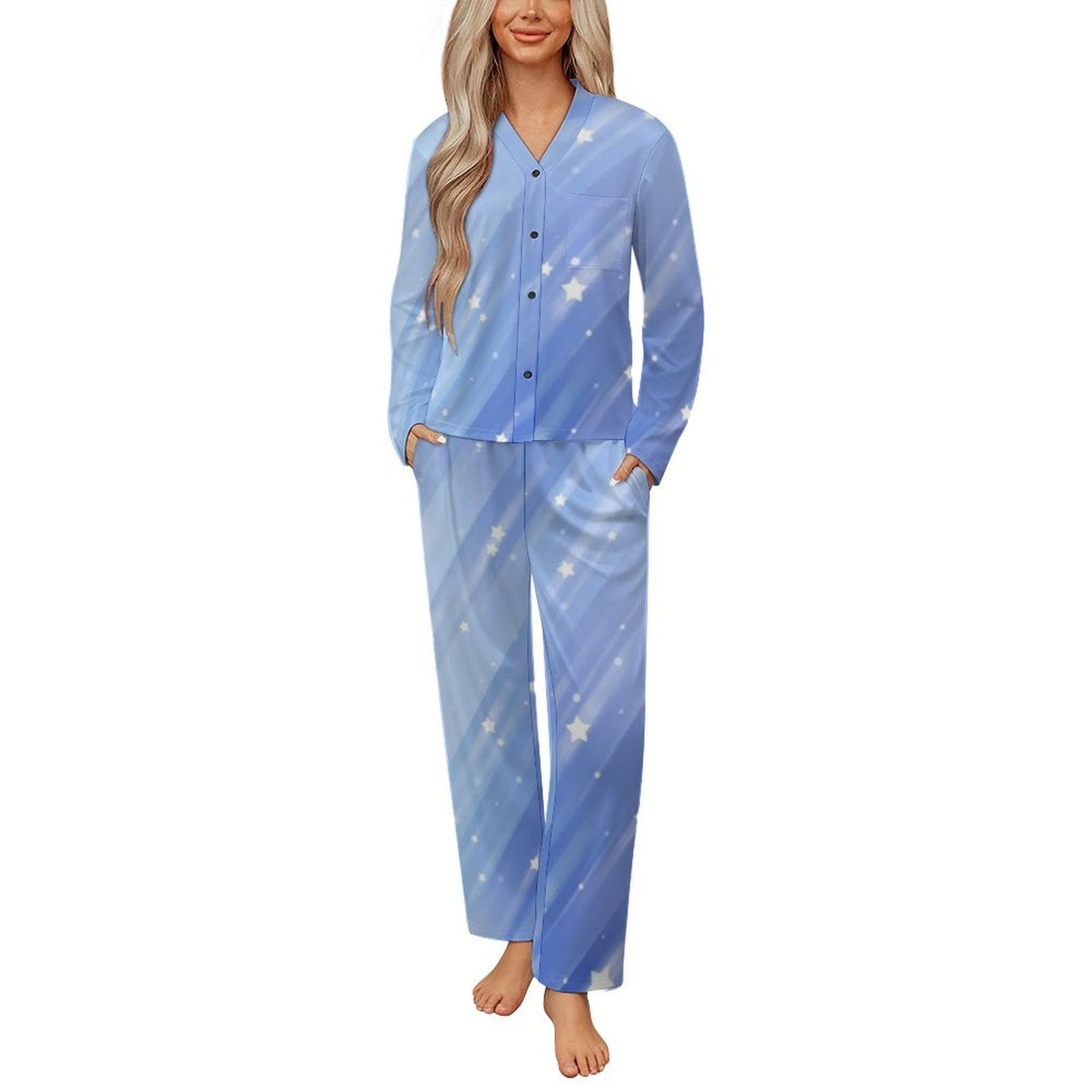 Bright Abstract Blue Background with Glitter And Stars Womens Pyjamas ...