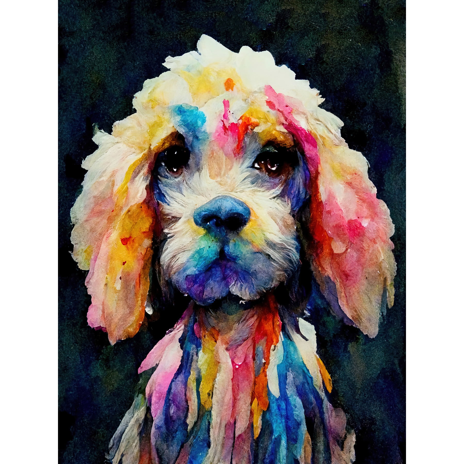 Bright Abstract Colourful Dog Spaniel Cavapoo Cockapoo Extra Large XL ...