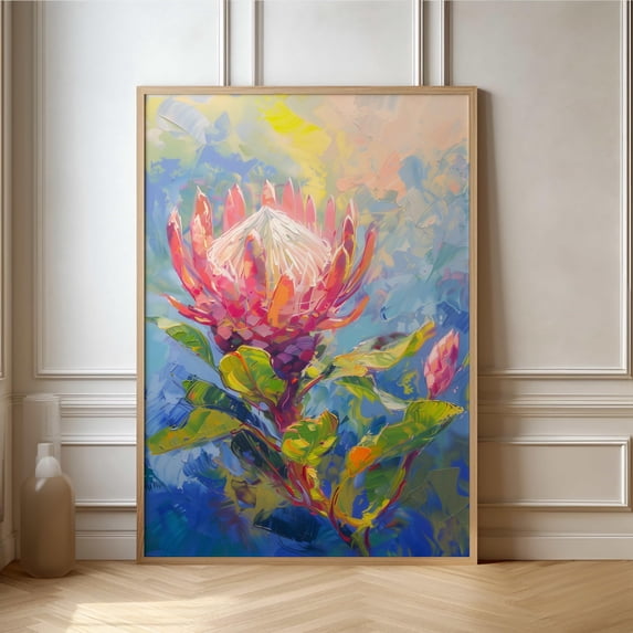 Bright Abstract Flower Protea Botanical Art Print For Wall Decor Home ...
