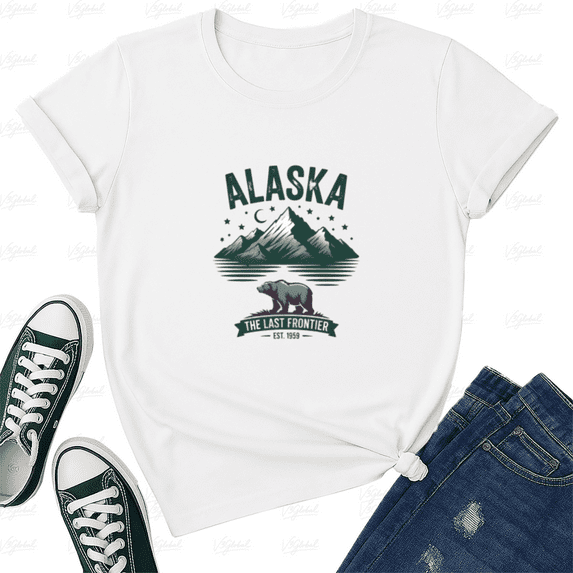 Bright Alaska Map Northern Lights Scenic Aurora Unisex T-Shirt, up to ...
