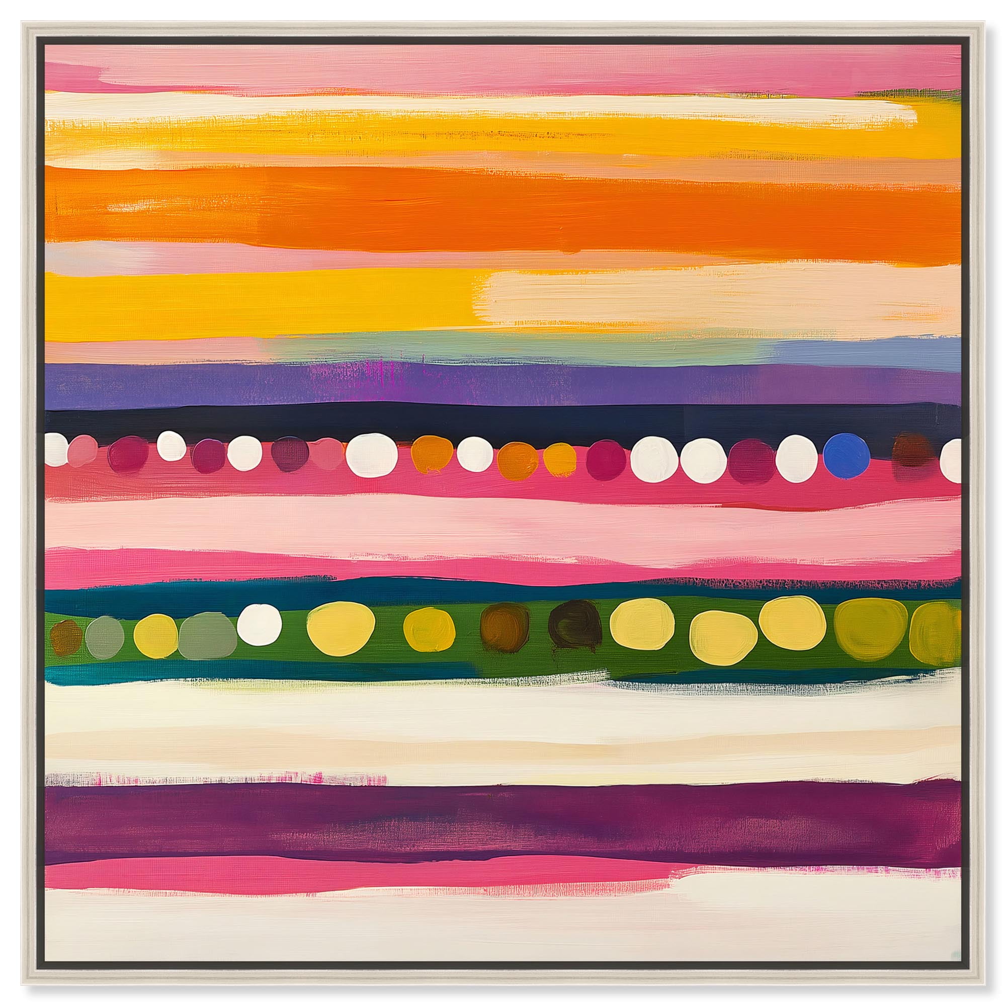 Bright Alignment Canvas Colorful Tropical by Art Remedy, Silver Frame ...