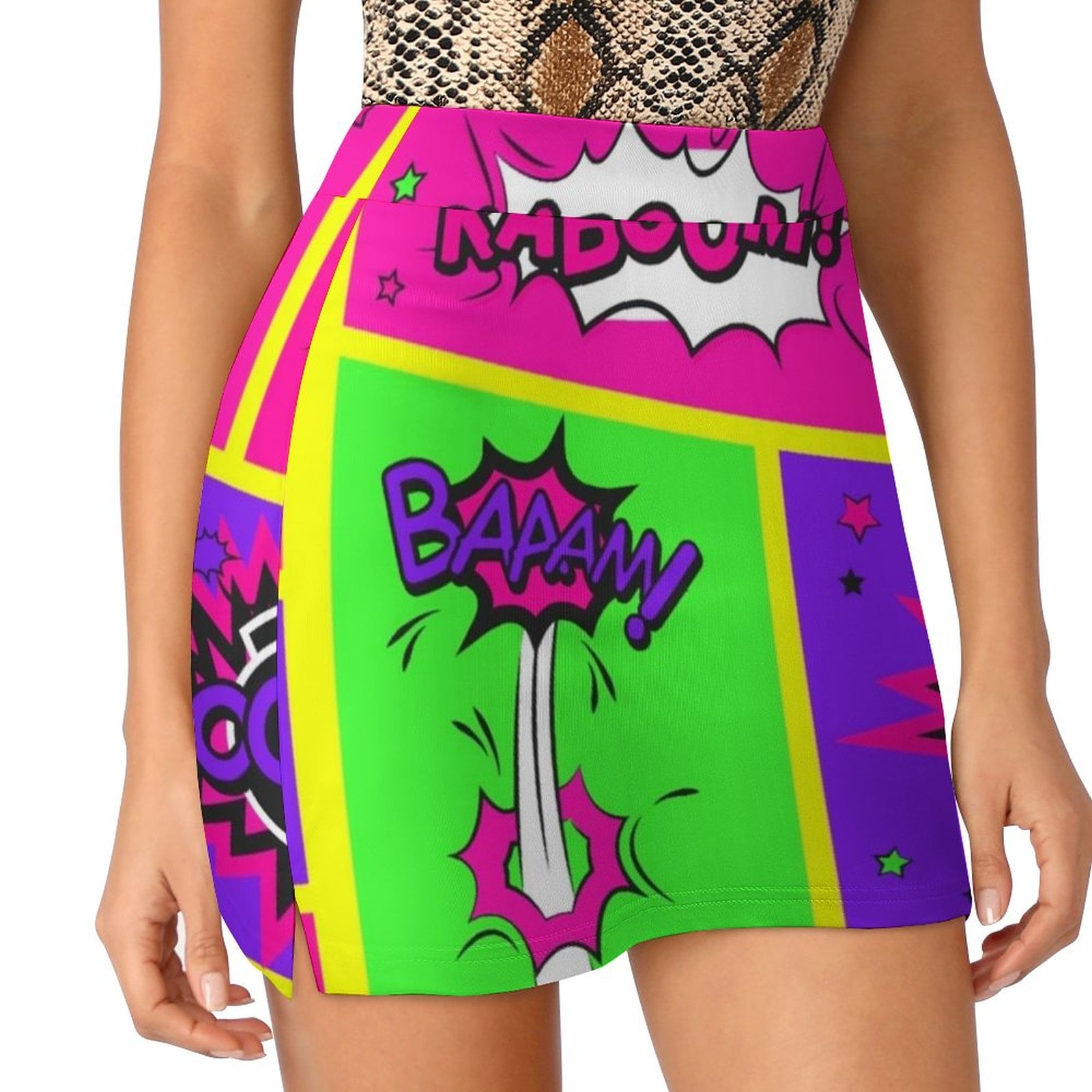 Bright And Colorful Comic Book Art Women's skirt With Pocket Vintage ...