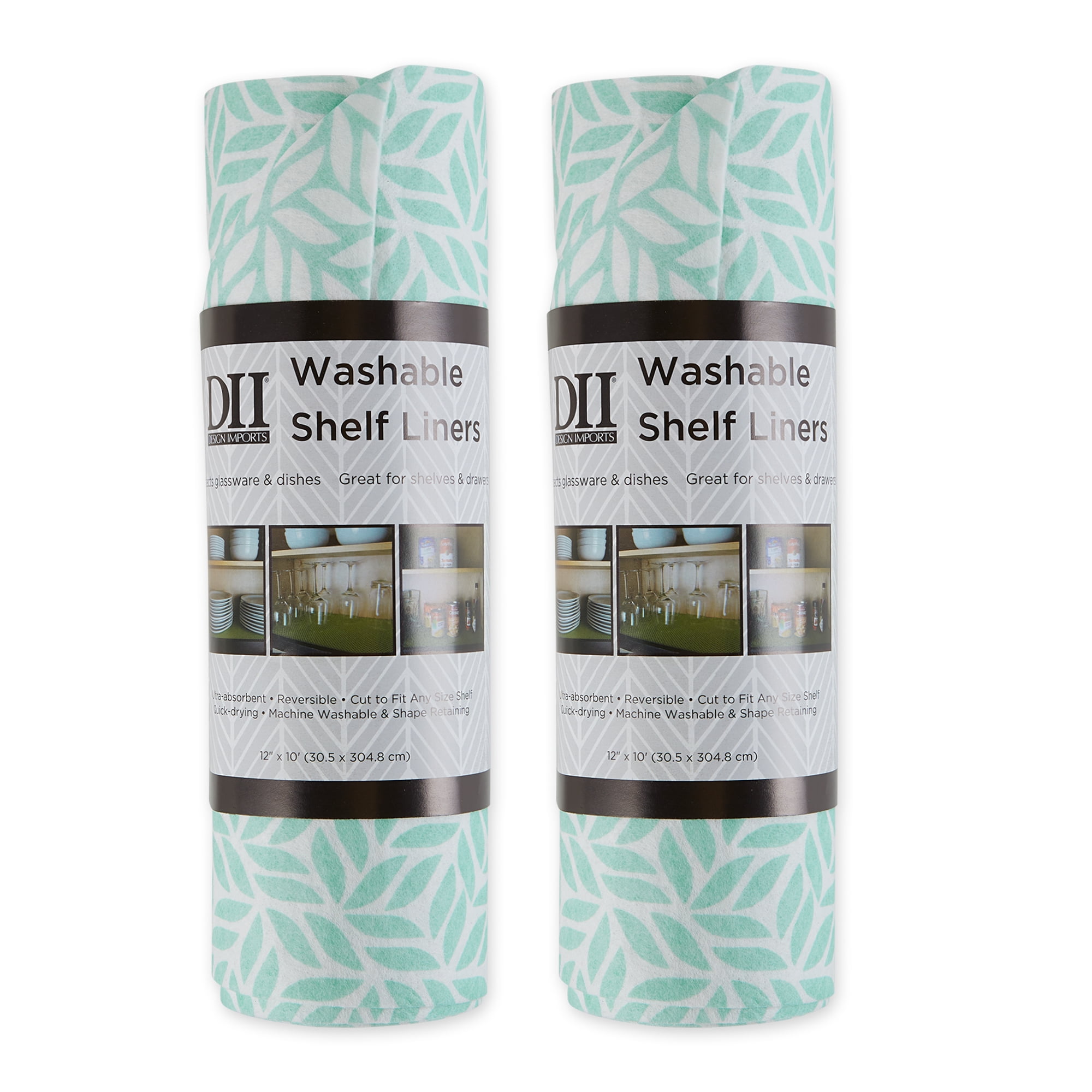 Bright Aqua Blue Abstract Leaf Fabric Shelf Liner 12x10 (Set of 2 ...