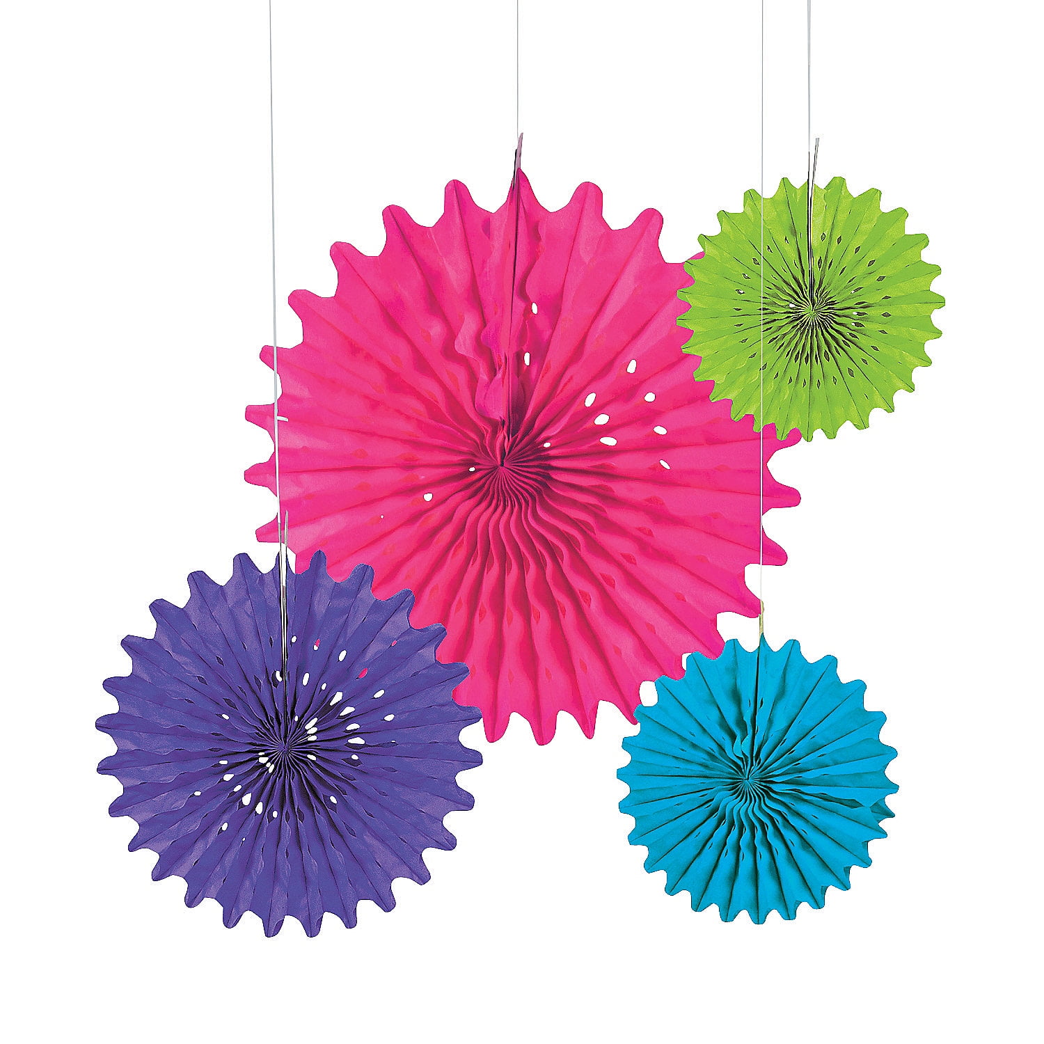 Bright Assorted Tissue Fans - Party Decor - 12 Pieces - Walmart.com
