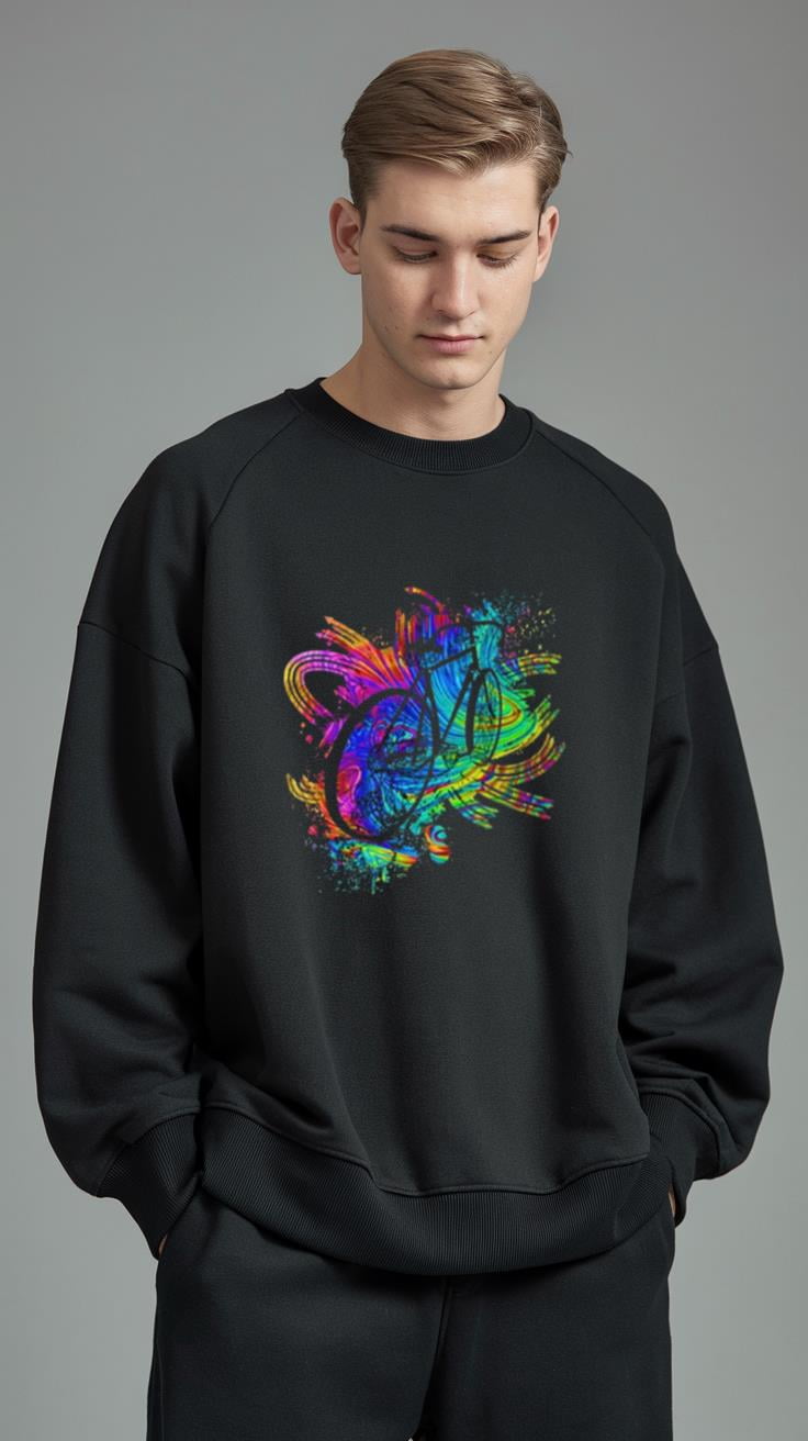 Bright Bicycle Art with Summer Vibe Colors for Sweatshirt, for men ... Bright Bicycle Art with Summer Vibe Colors for Sweatshirt, for men ...