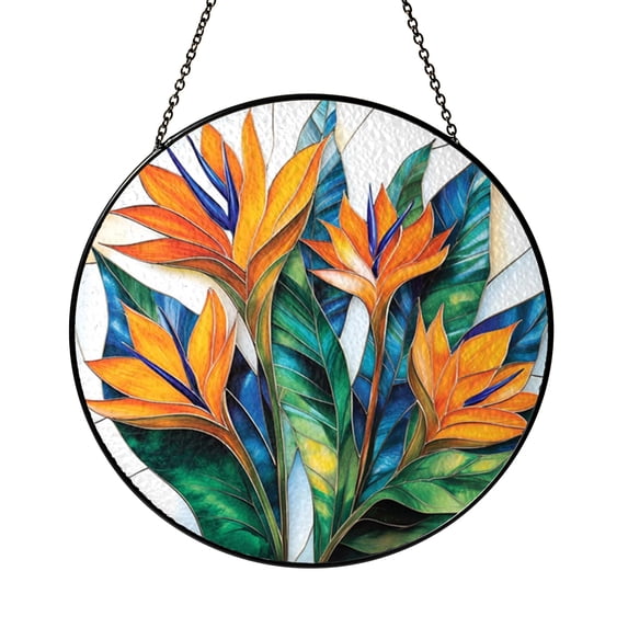 Bright Bird of Paradise Flower Stained Glass Suncatcher, Decorative ...