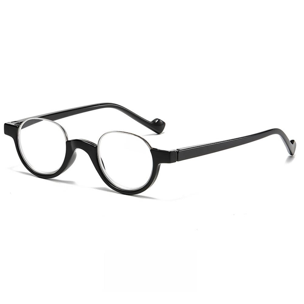 Bright Black Reversal Half Rimless Reading Glasses 2.0, Fashion Round ...