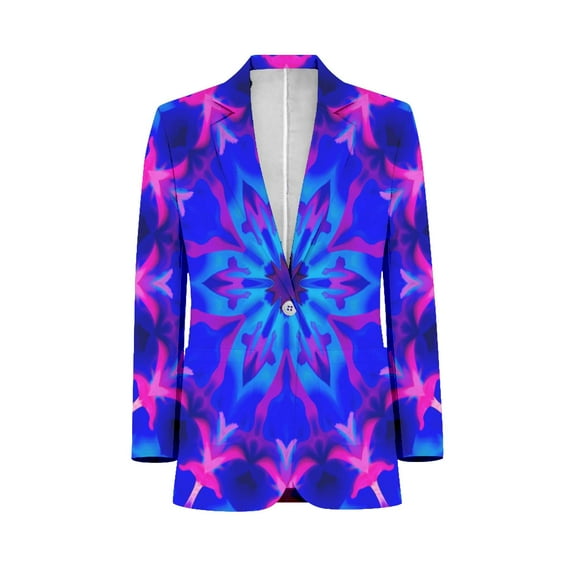Bright Blue Floral Pattern Customized Men's Suits full man Shawl Collar ...