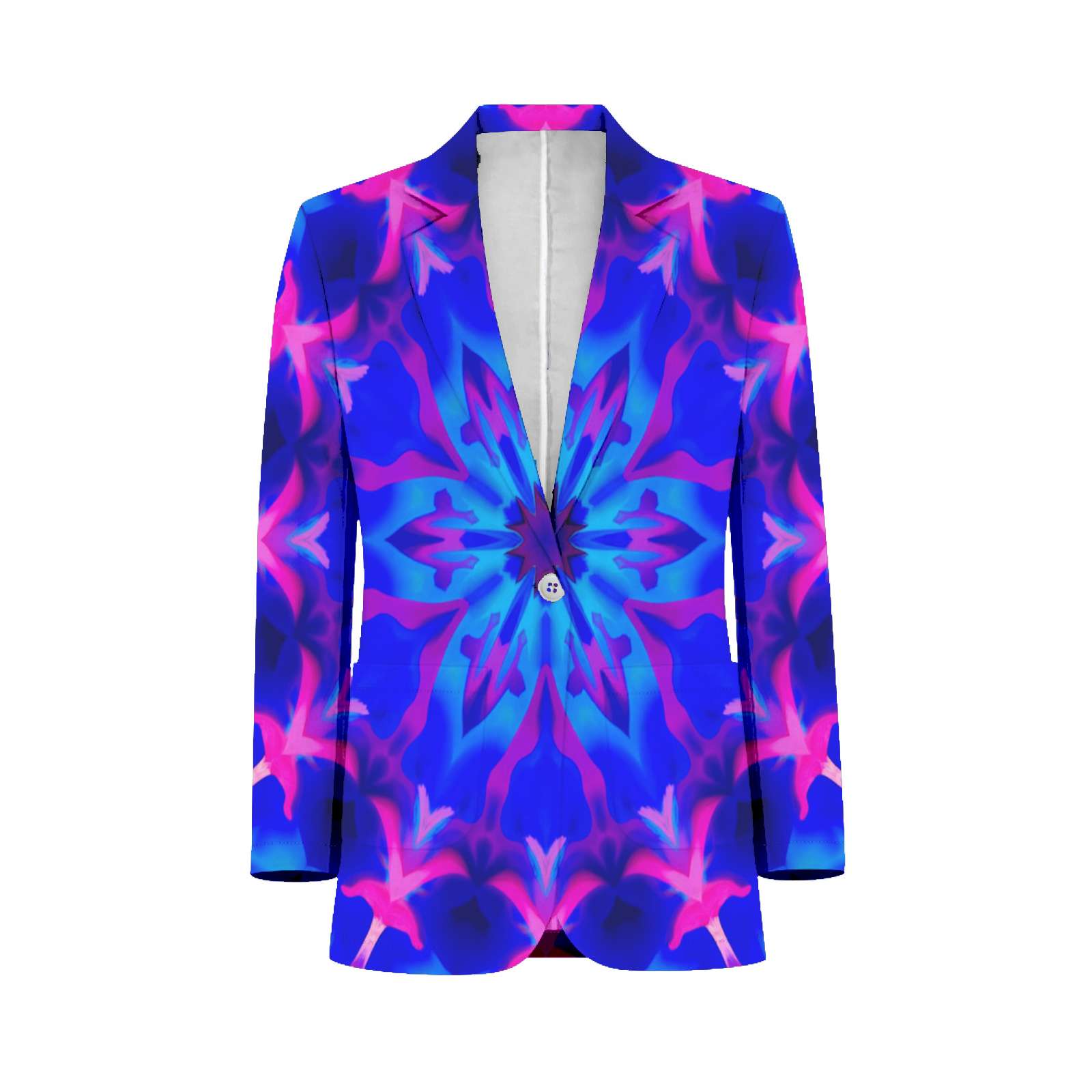 Bright Blue Floral Pattern Mens Suits Shawl Collar Slim Fit Suit Mens ...