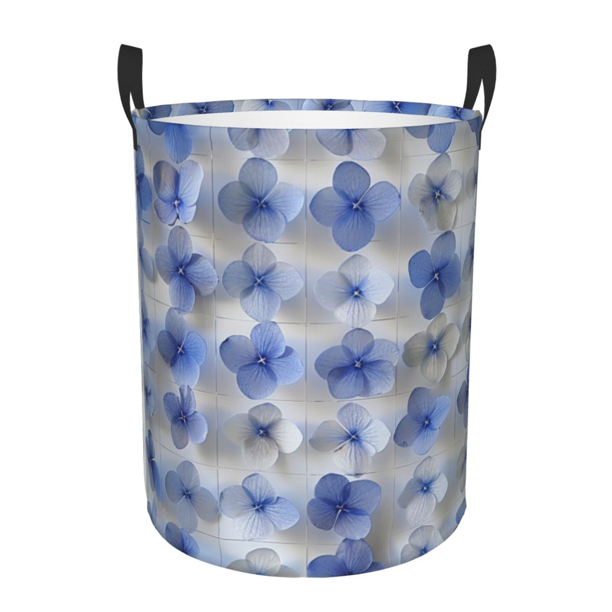 Bright Blue Flowers Laundry Hamper Small Storage Basket/Toy Organizer ...