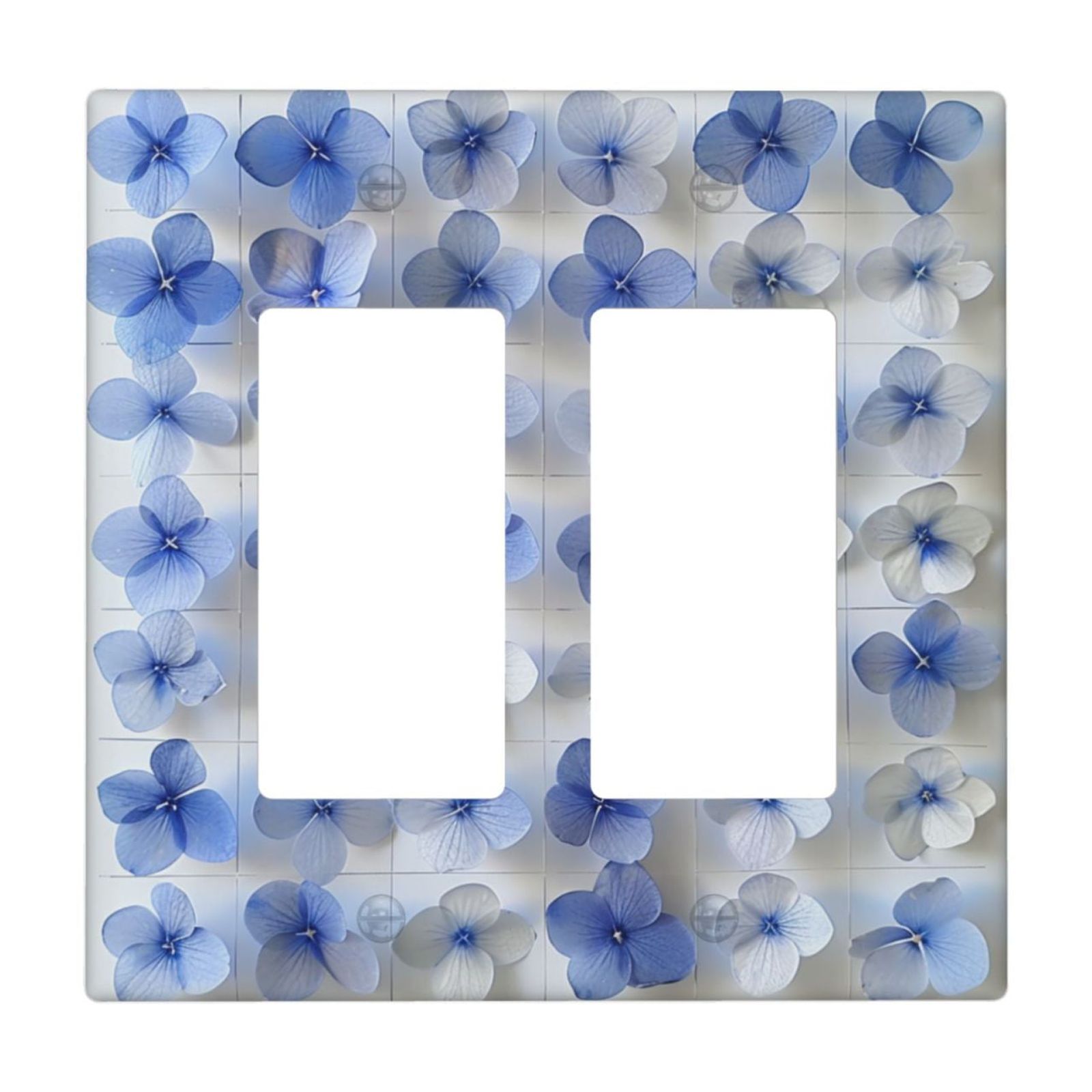 Bright Blue Flowers Switch Cover Decorative Wall Plate / 2-Gang / Mid ...