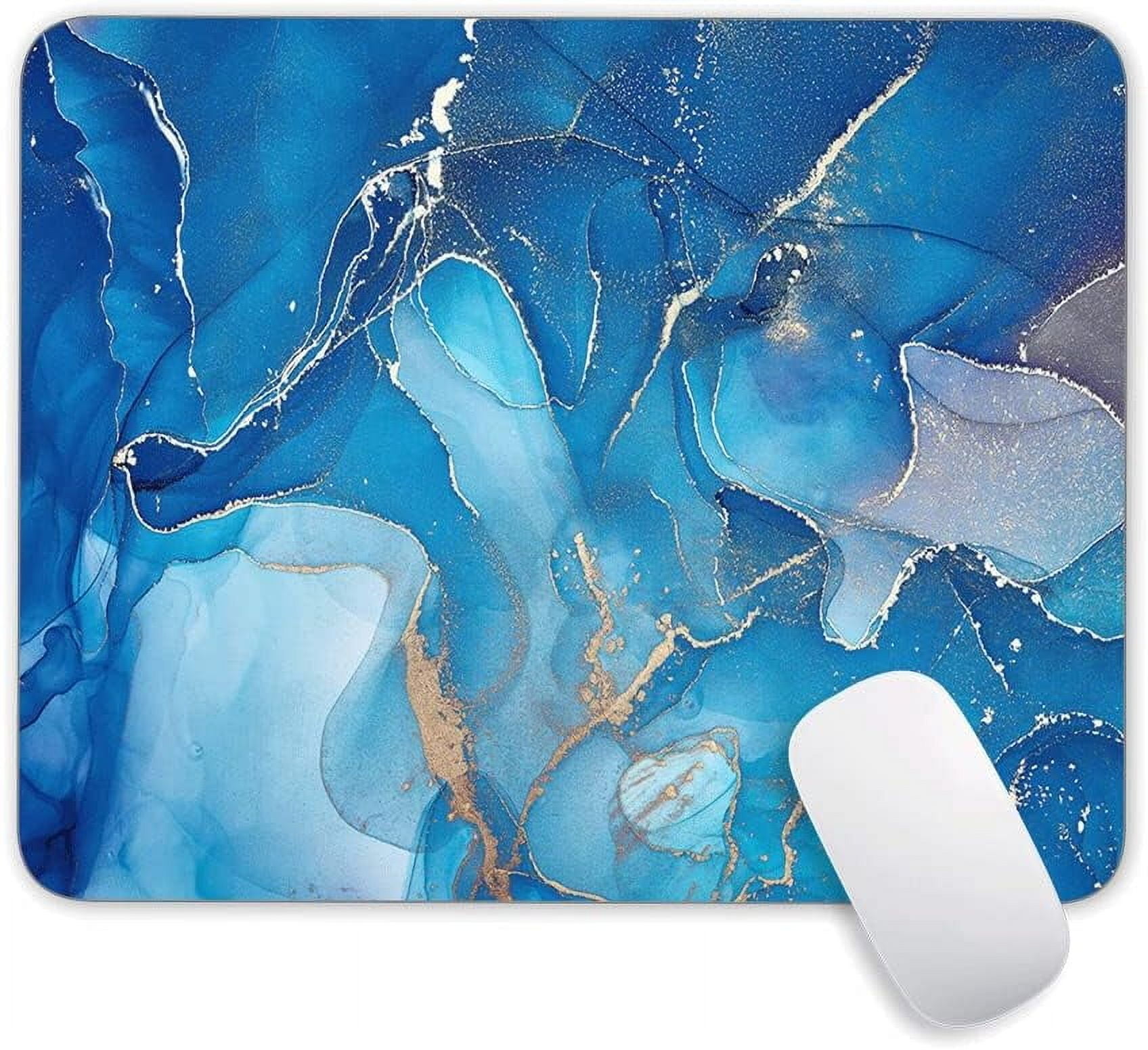 Bright Blue Gold Marble Mouse Pad Custom Gaming Mouse Mat Square ...