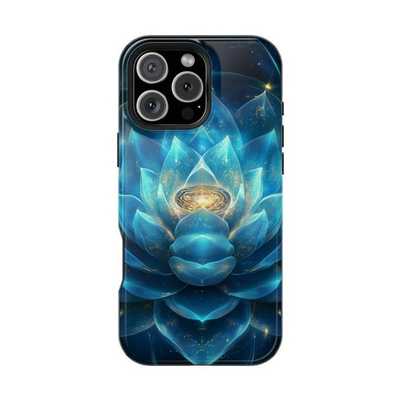 Bright Blue Mystic Lotus Flower Spiritual Artistic Protective Phone ...