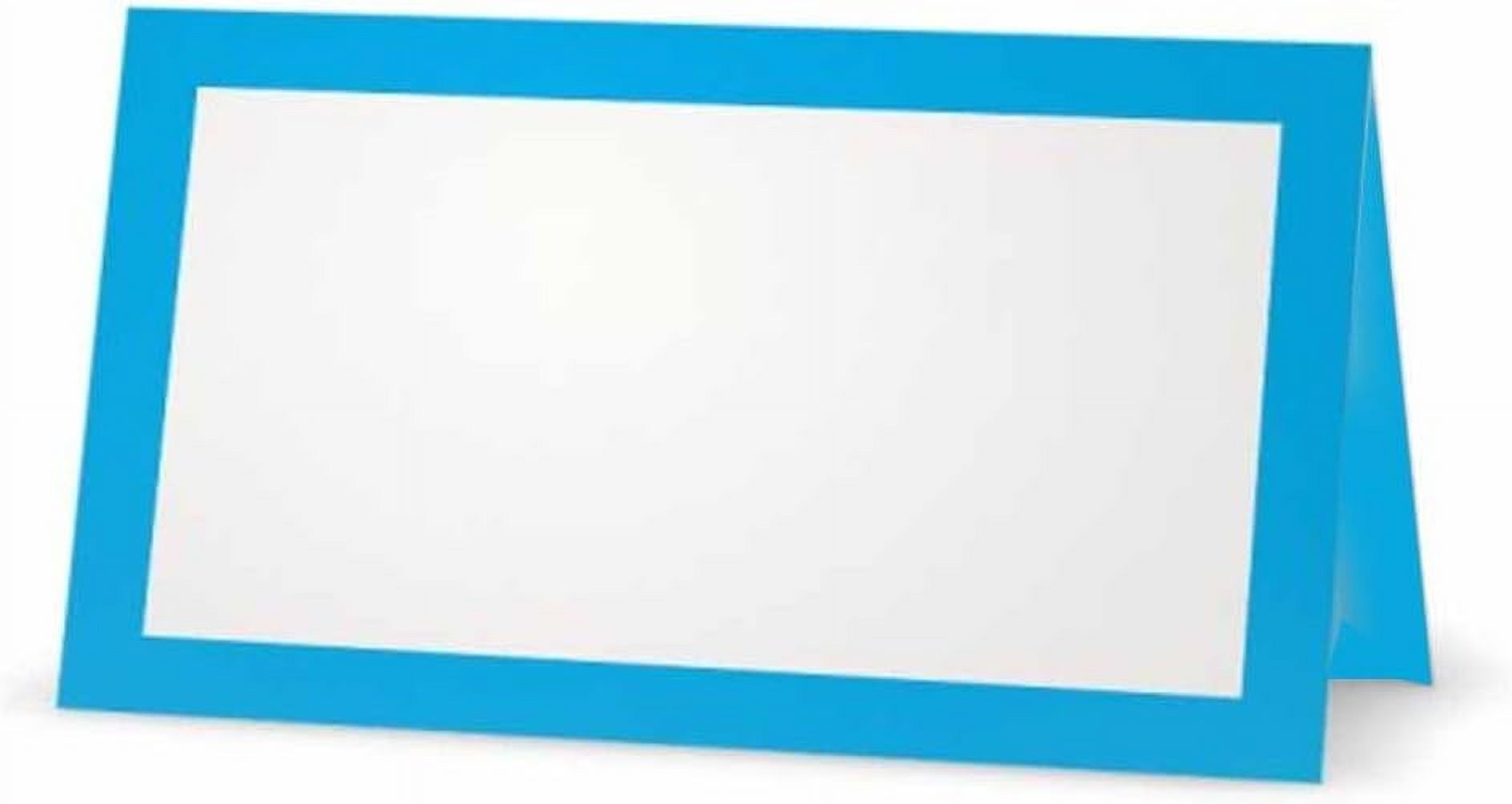 Bright Blue Place Cards - FLAT or TENT - 10 or 50 Pack - White Blank ...