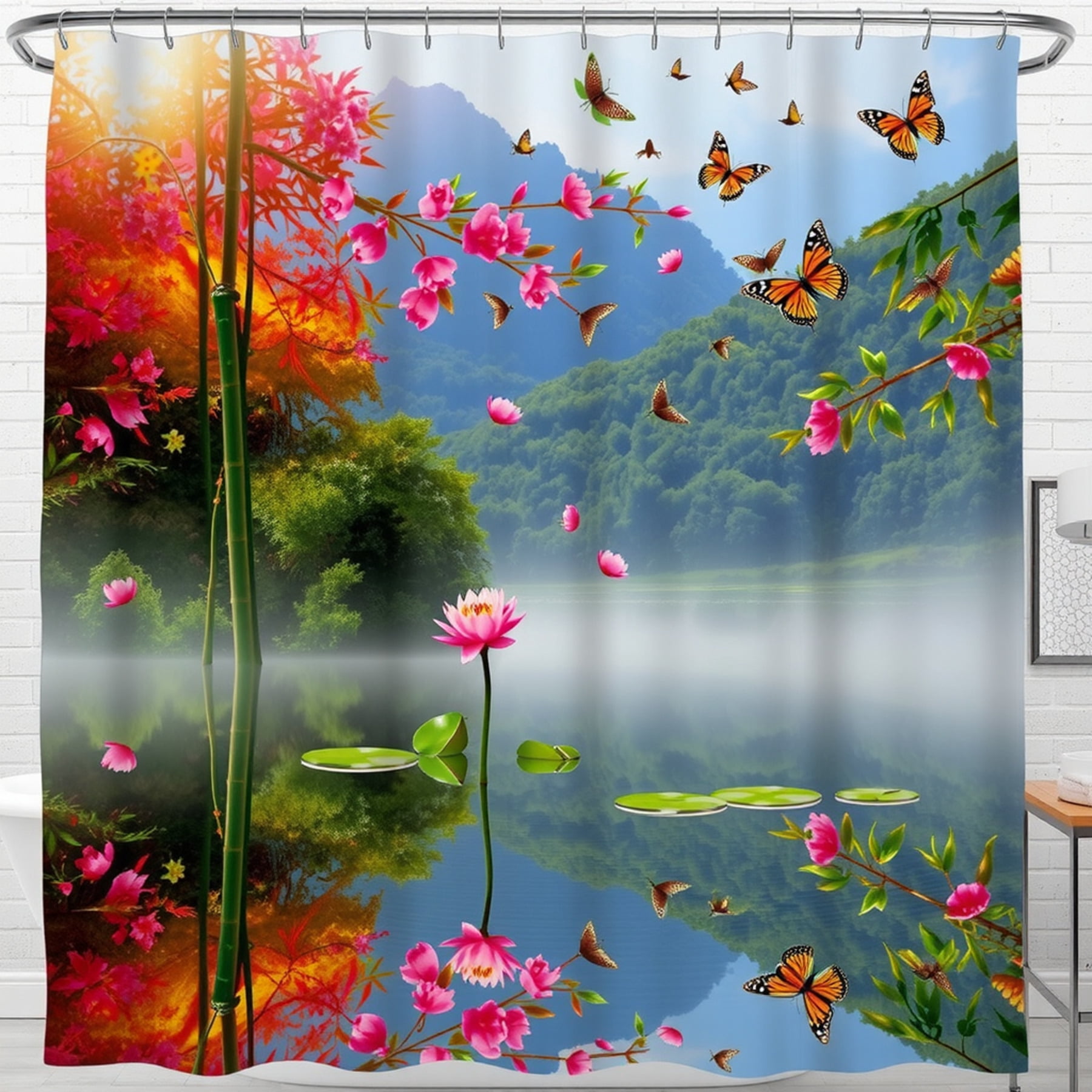 Bright Blue Pool Shower Curtain for Beach Lovers Swimmers & Summer ...