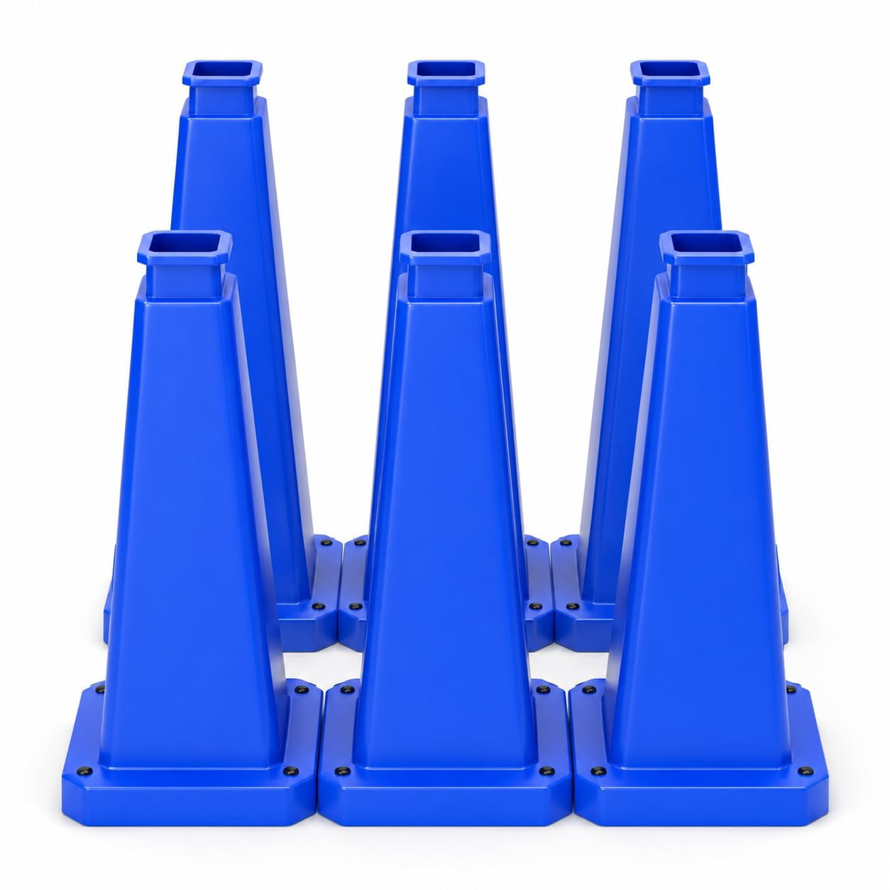 Bright Blue Traffic Safety Cones 6 Pack 36" with Weighted Base, High ...