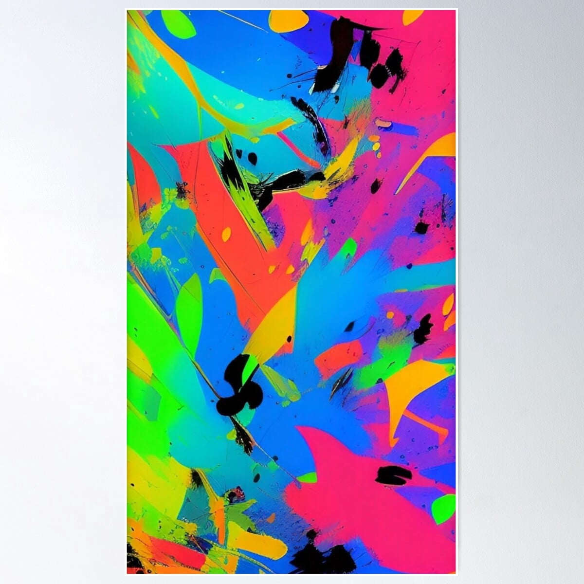 Bright Bold Colorful Abstract Paint Splatter Poster Wall Art, Modern ...