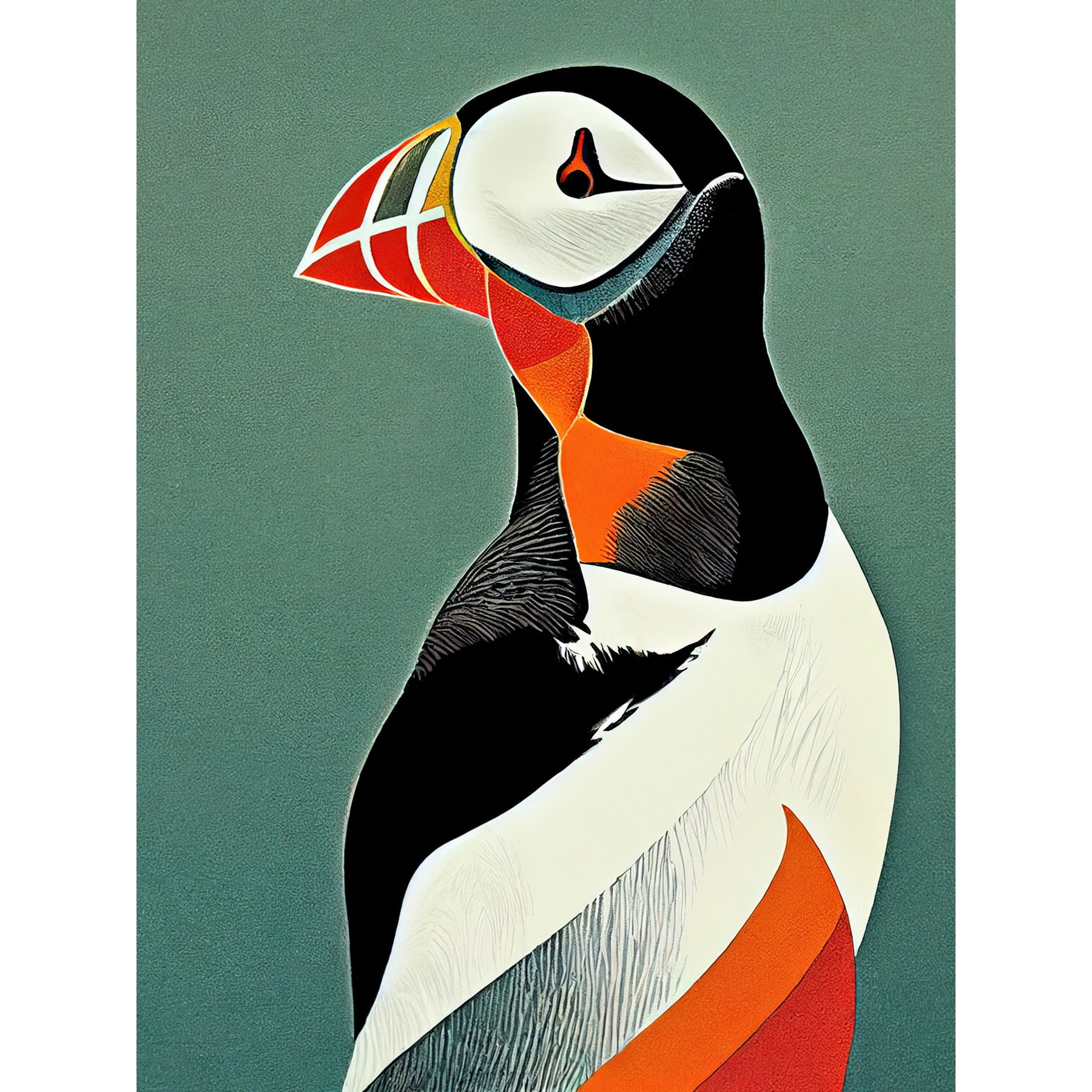 Bright Bold Colourful Atlantic Puffin Bird Portrait Extra Large XL Wall ...
