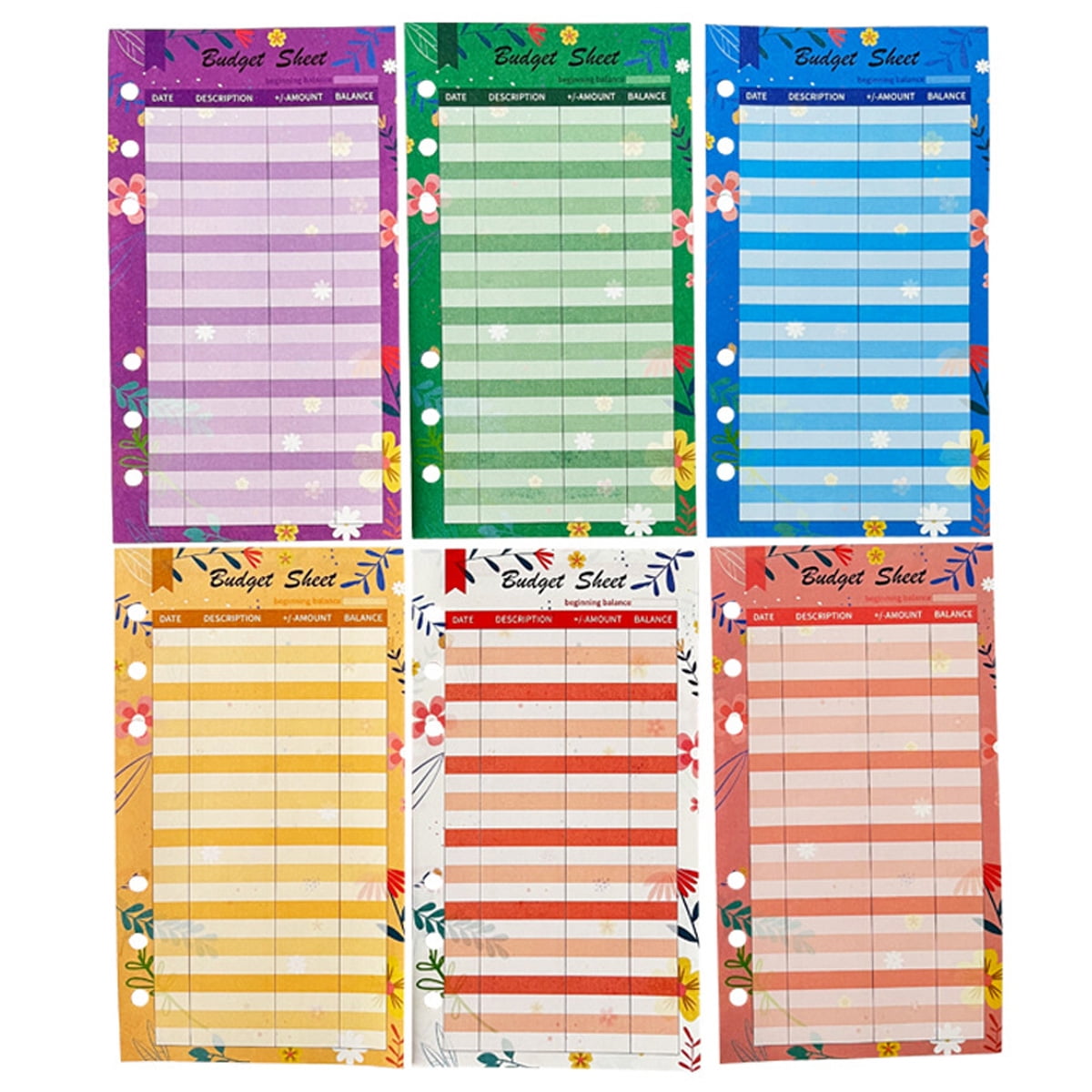 Bright Budget Sheets, Expense Tracker For 6 Rings Binder, Compact ...
