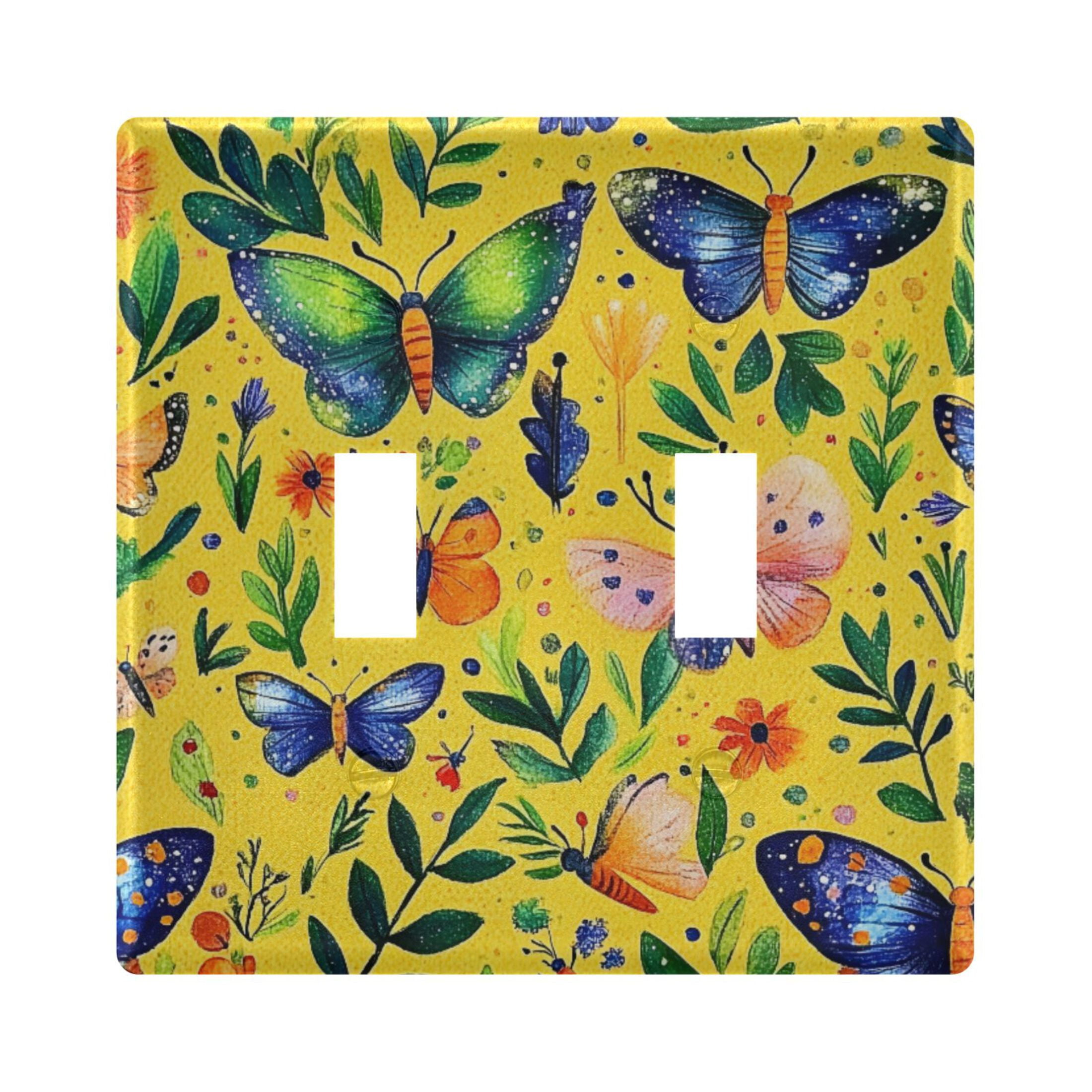Bright Butterflies Pattern Design Fireproof Switch Plate with Rounded ...