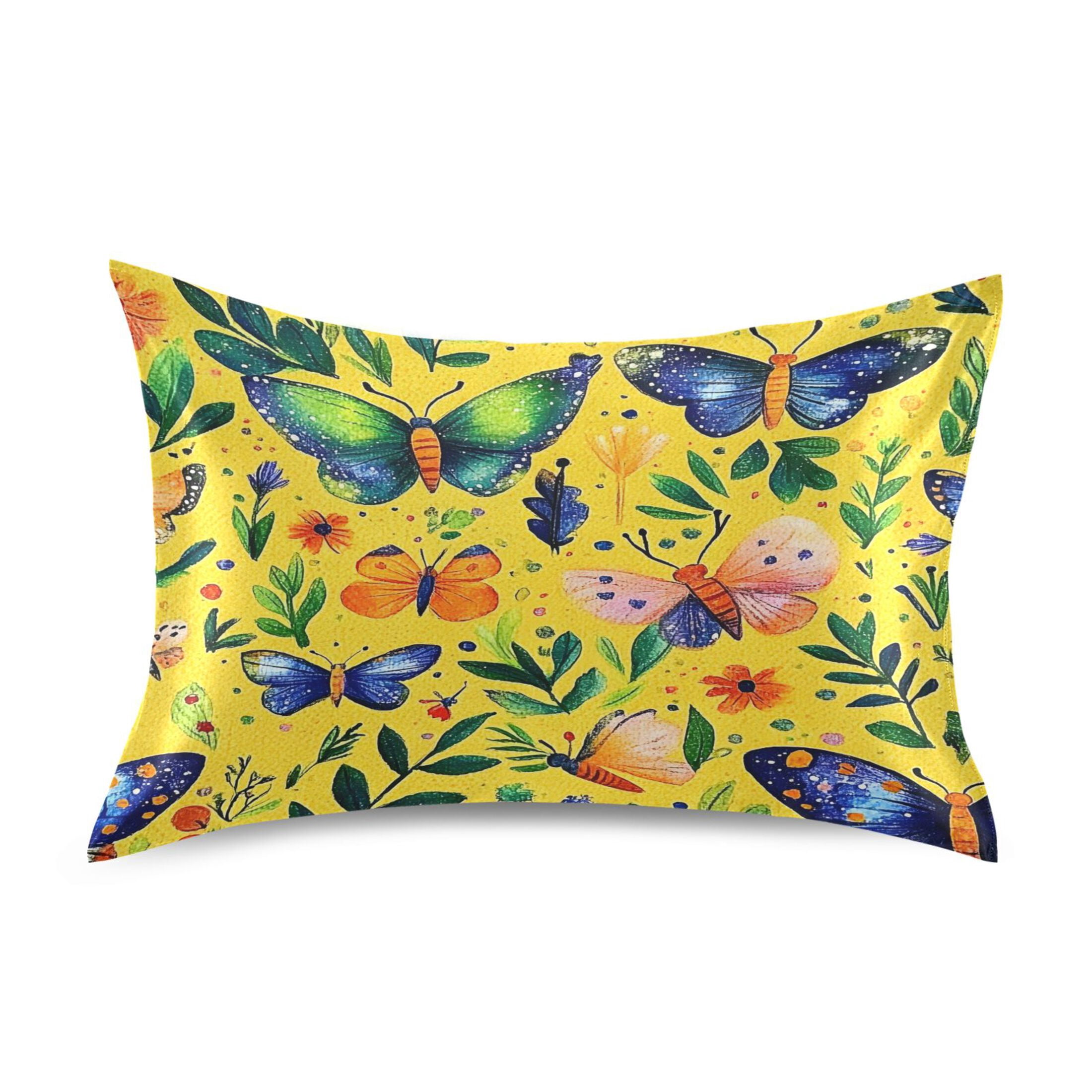 Bright Butterflies Pattern Design Queen Size Pillowcase Silky Smooth ...