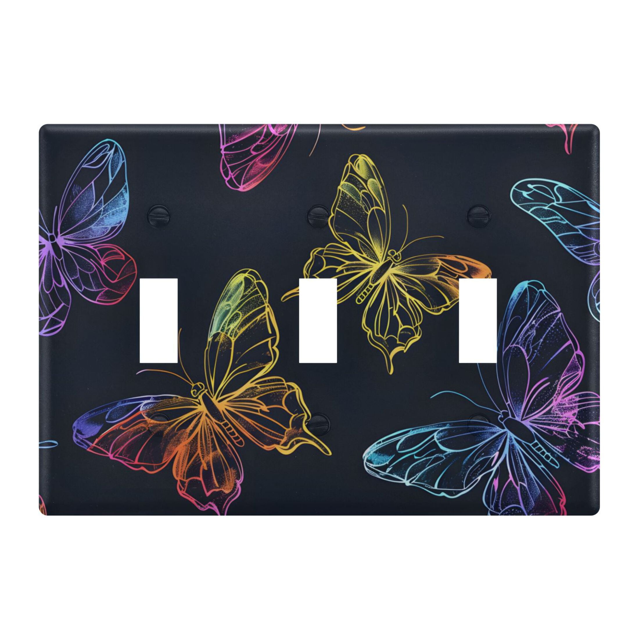 Bright Butterflies Silhouette Light Switch Plate Covers 3 Gang Wall ...