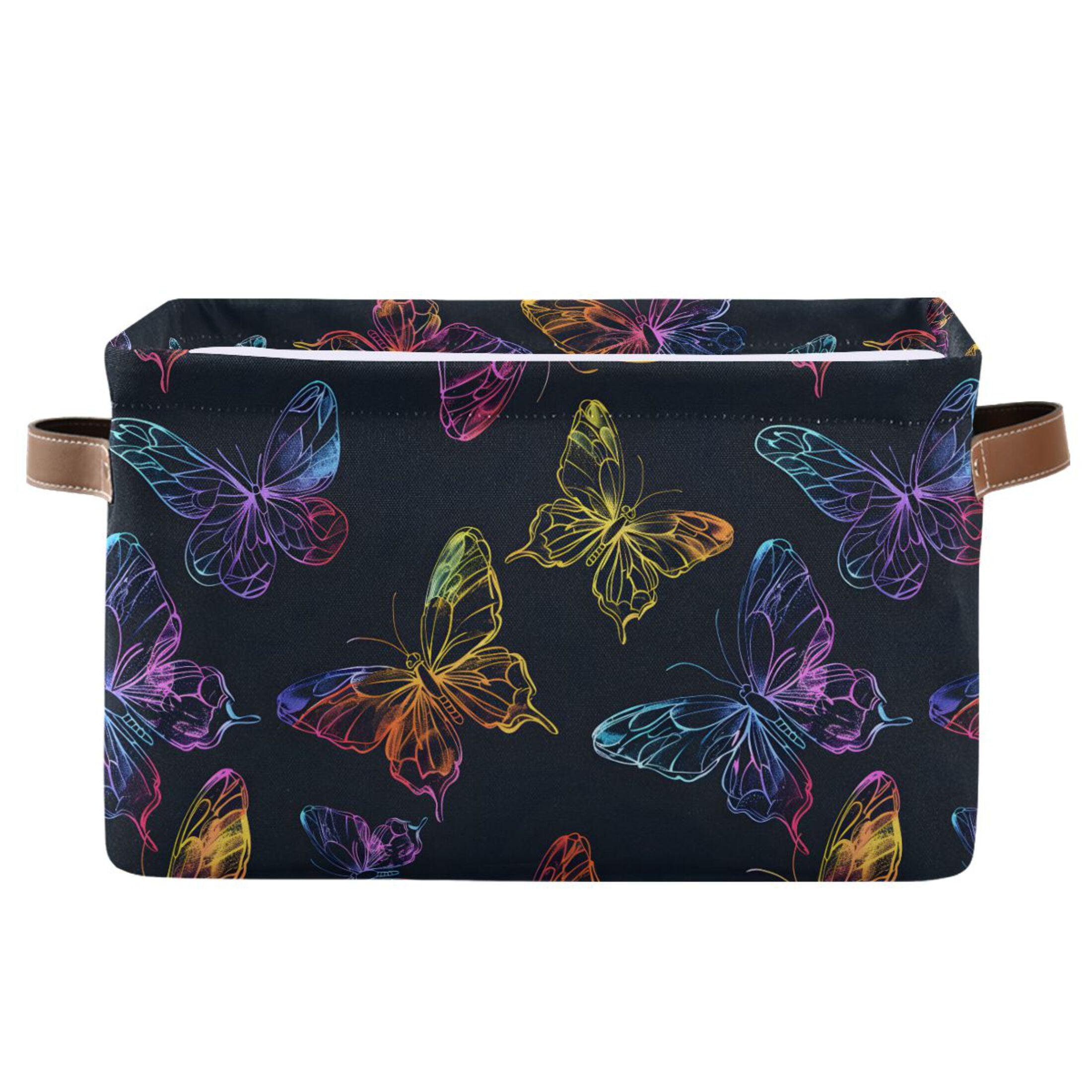 Bright Butterflies Silhouette Storage Bins with Handle Fabric Organizer ...