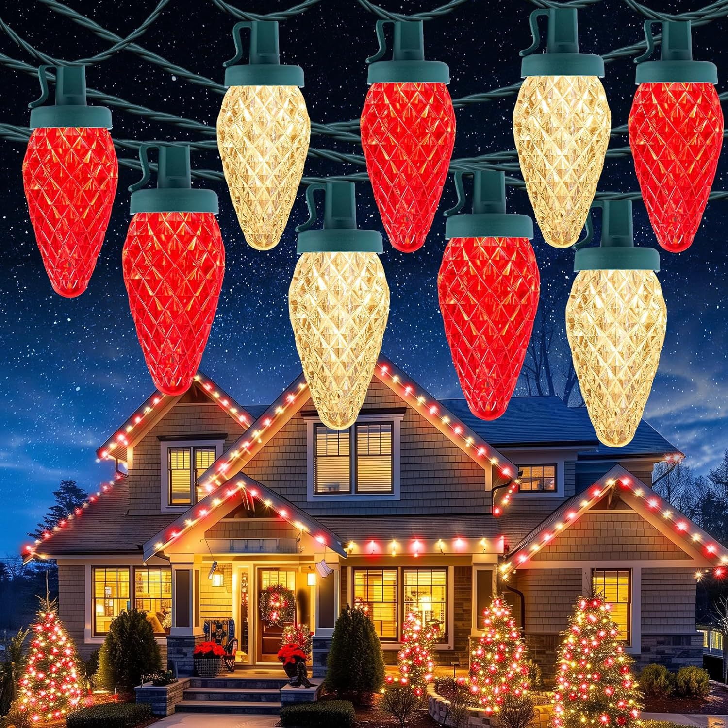 Bright C9 Christmas String Lights,6.5/10/16.5/21/33/40/170Ft Waterproof ...