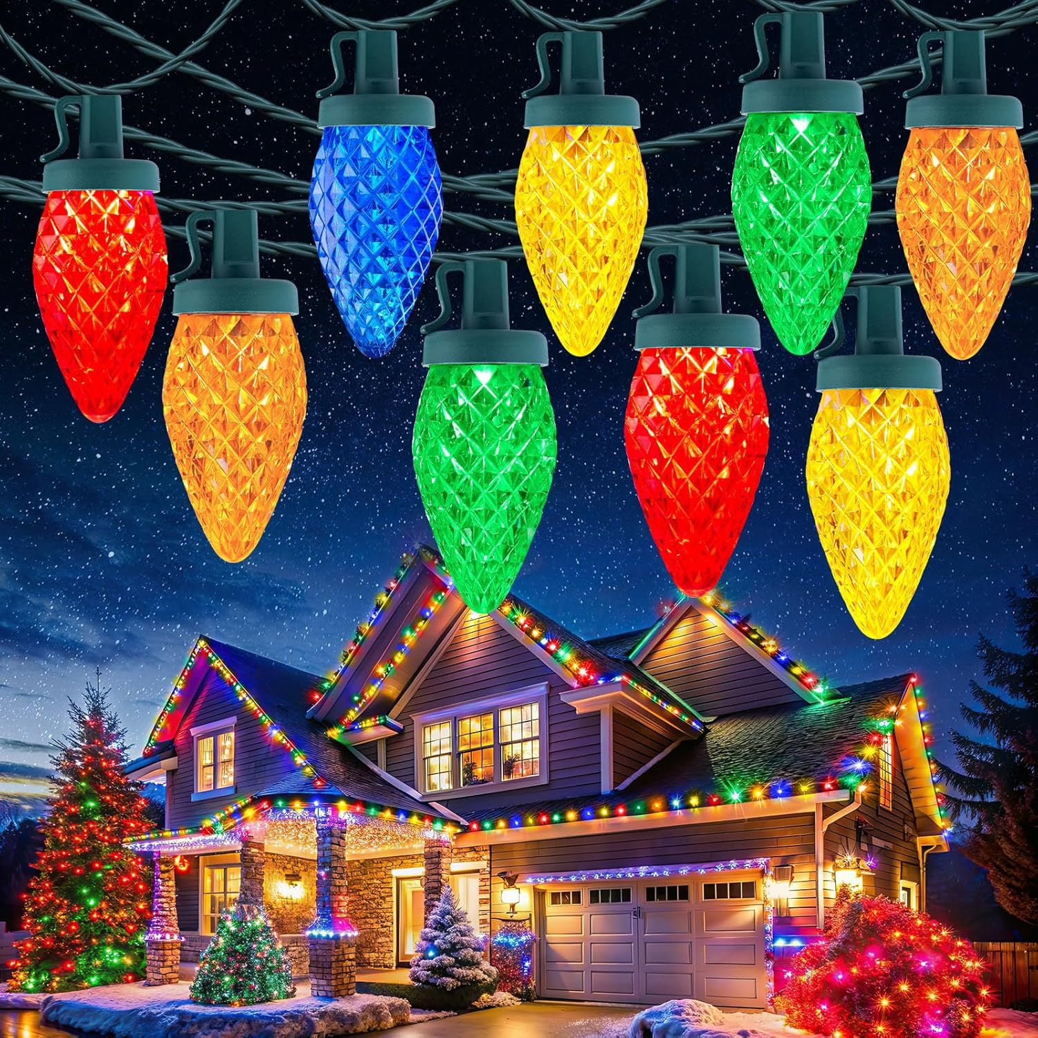 Bright C9 Christmas String Lights,6.5/10/16.5/21/33/40/170Ft Waterproof ...