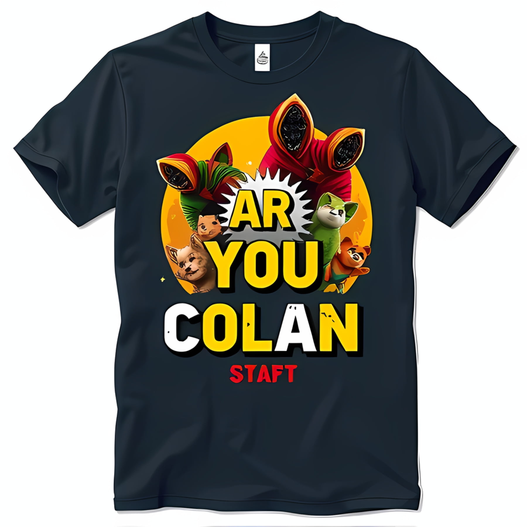 Bright Cartoon Animal Graphic T-Shirt with Character 'Are You Colan ...