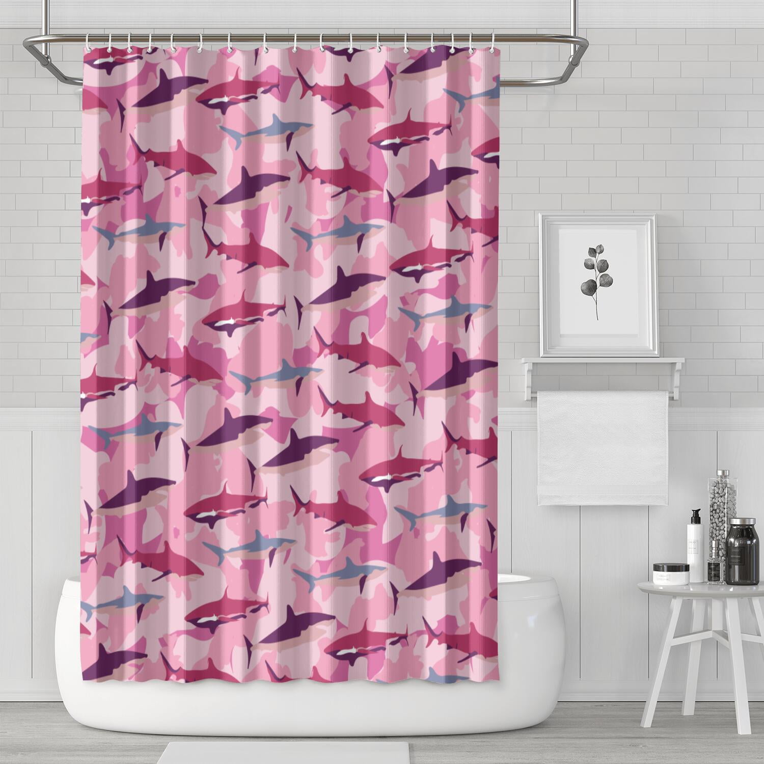 Bright Cartoon Shark Shower Curtain 72x72 Inch, Waterproof Polyester ...