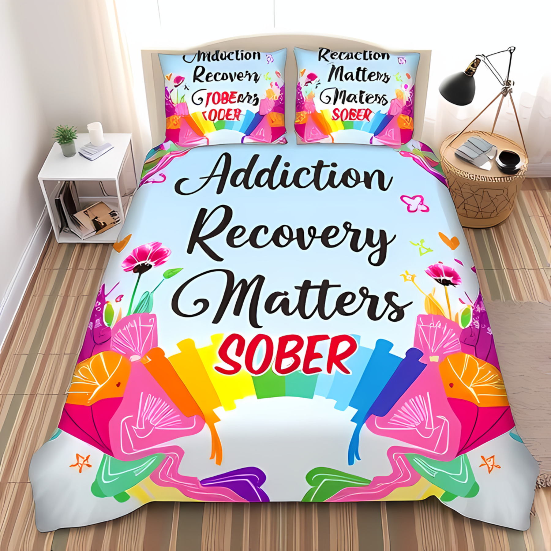Bright & Cheerful 3-Piece Duvet Cover Set - "Addiction Recovery Matters ...