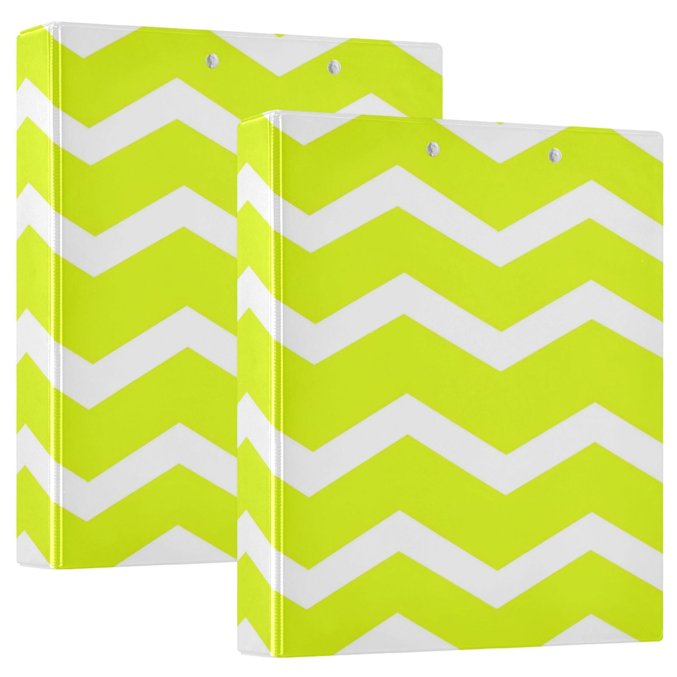 Bright Chevron Pattern 12.4x10.6in PVC Round Ring Binders, 2-Pack, D ...