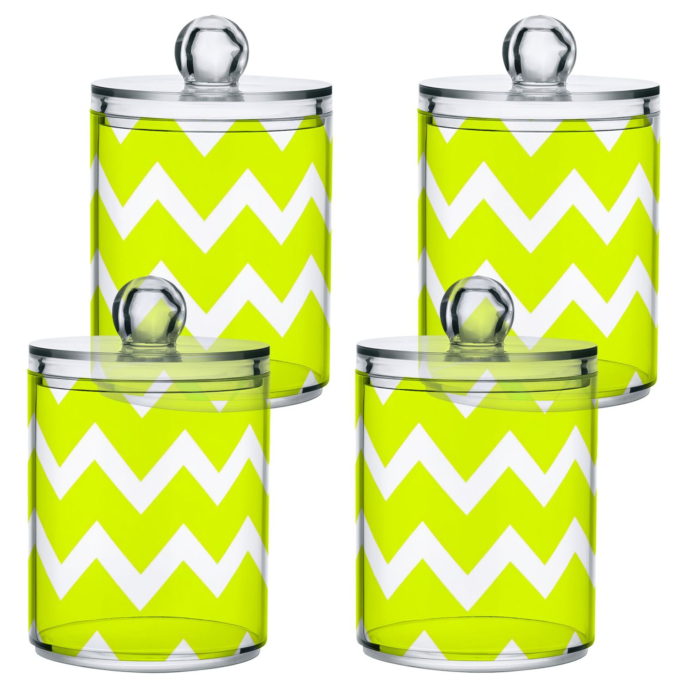 Bright Chevron Pattern Bathroom Canisters Set of 4 Translucent Plastic ...