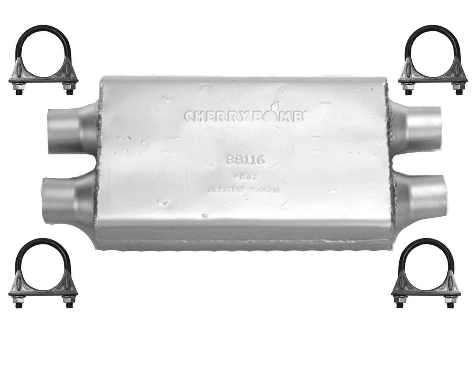 Bright Chrome 88116CB Muffler - 23.5 Inch OAL, 17 Inch Body, Dual Exit ...
