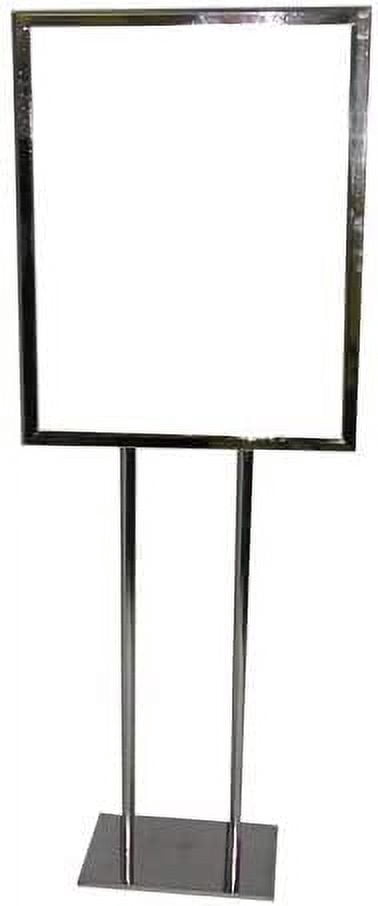 Bright Chrome Metal 2 Pole Twin Pole Floor Standing Bulletin Holder ...